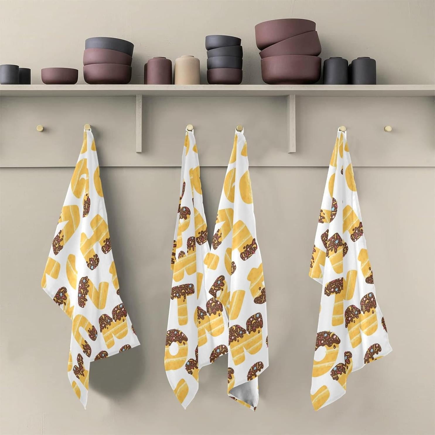 Sweet ABC Alphabet Dish Towels Set of 6, Funny Candy Letter Washable ...
