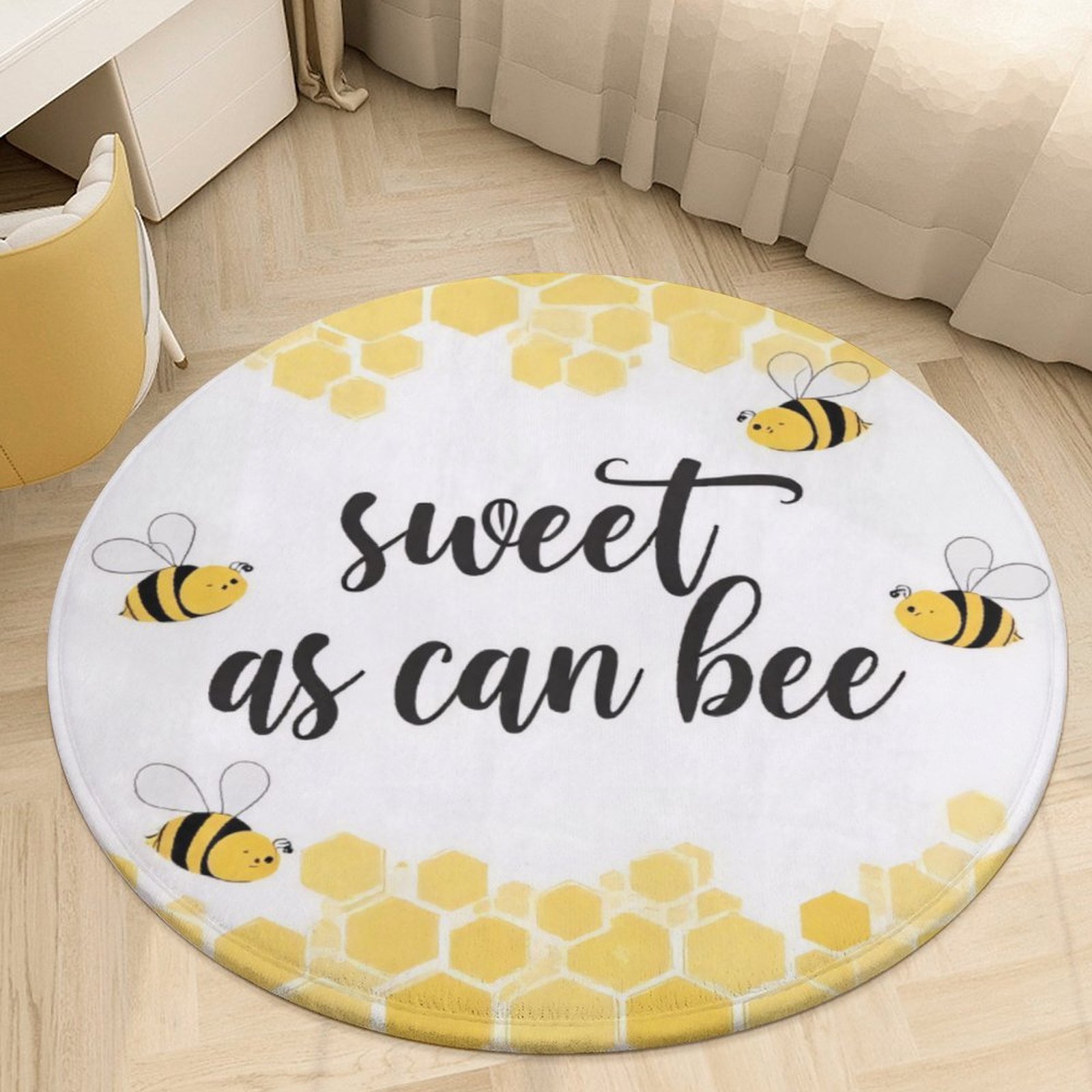 Sweet As Can Bee Honeycomb Print Round Area Rugs for Bedroom Living ...