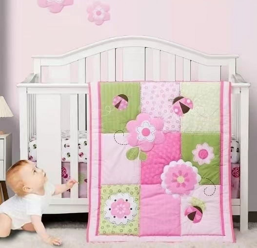 Sweet Baba 3-Piece Crib Bedding Sets for Girls, Cunas para Bebes, Pink ...