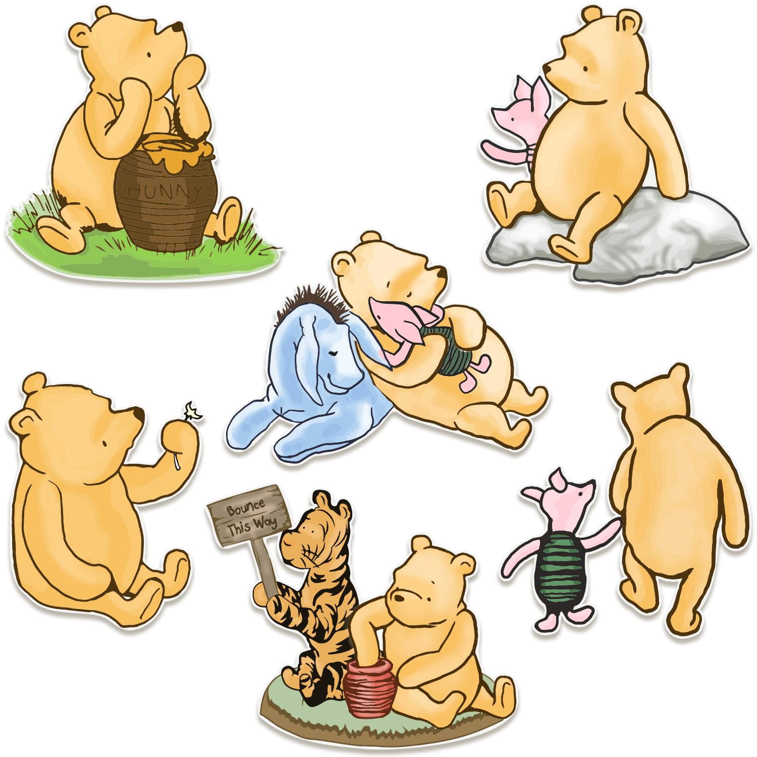Sweet Baby Co. Large Classic Winnie Cutouts with Stand 6 Pieces 12 Inch ...