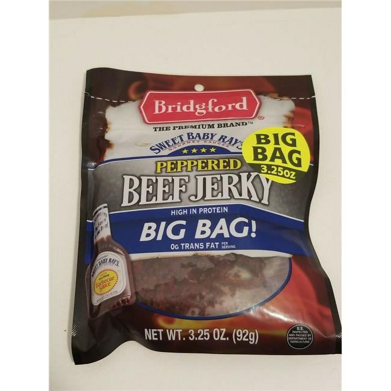 Sweet Baby Ray's Beef Jerky, Peppered - 3.25 oz, Carb-Conscious, Award ...