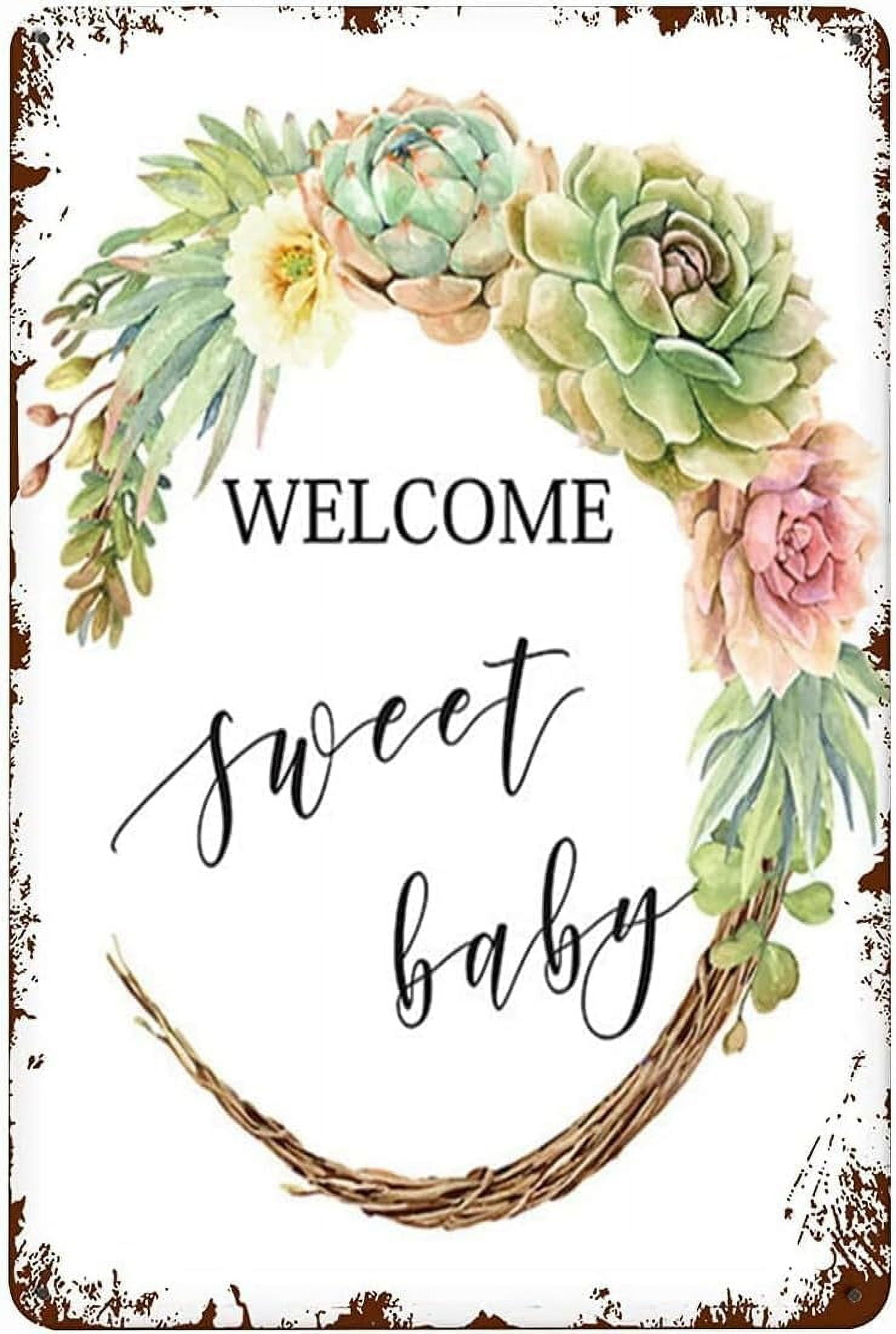 Sweet Baby Sign Cactus Baby Shower Decor Boho Welcome Sweet Baby Sign ...