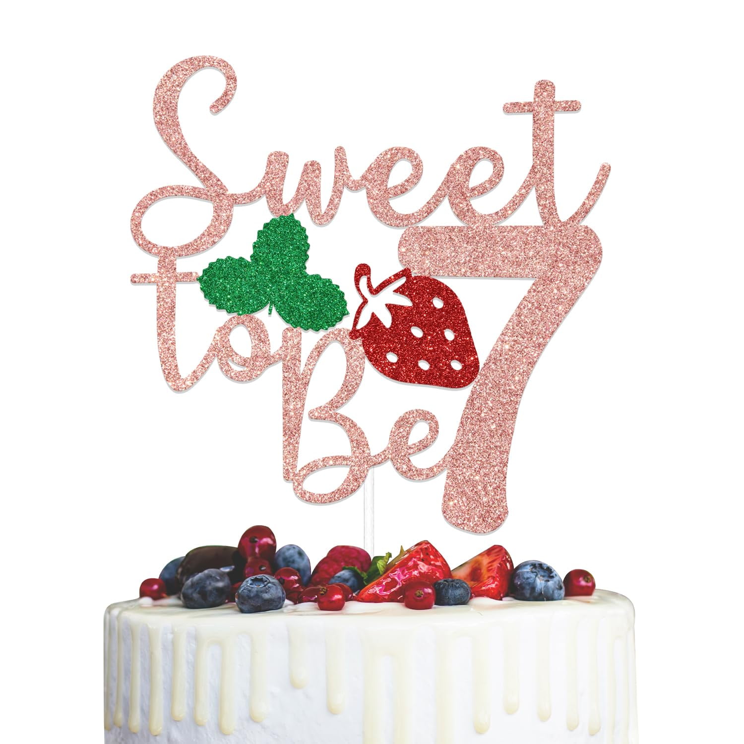 Sweet to BeEGSC 7 Cake Topper, Strawberry Themed 7th Birthday Cake ...