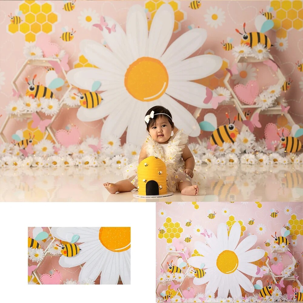 Sweet Bee Backdrops Kids Baby Cake Smash Birthday Photorgaphy Props ...