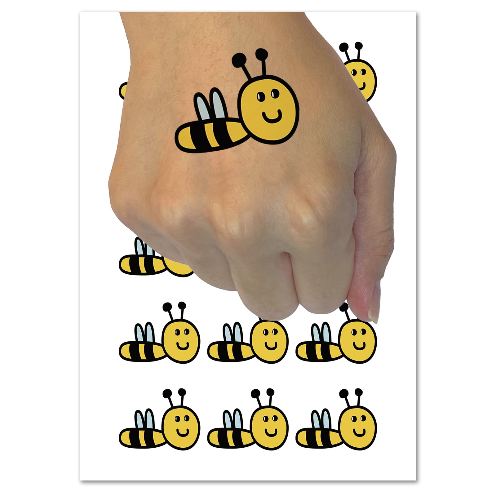 Sweet Bee Doodle Water Resistant Temporary Tattoo Set Fake Body Art ...