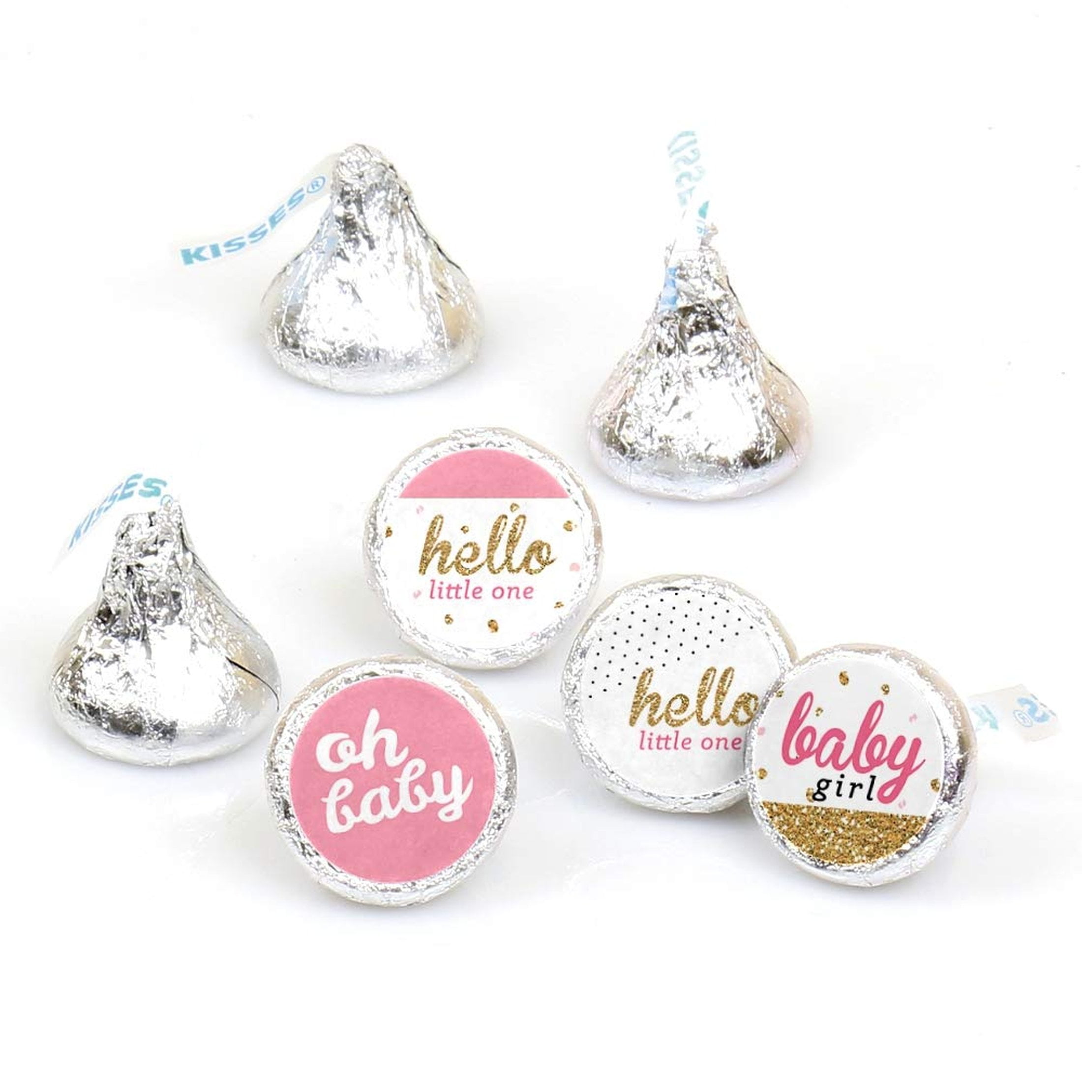 Sweet Beginnings Pink and Gold Baby Shower Candy Stickers - Perfect ...