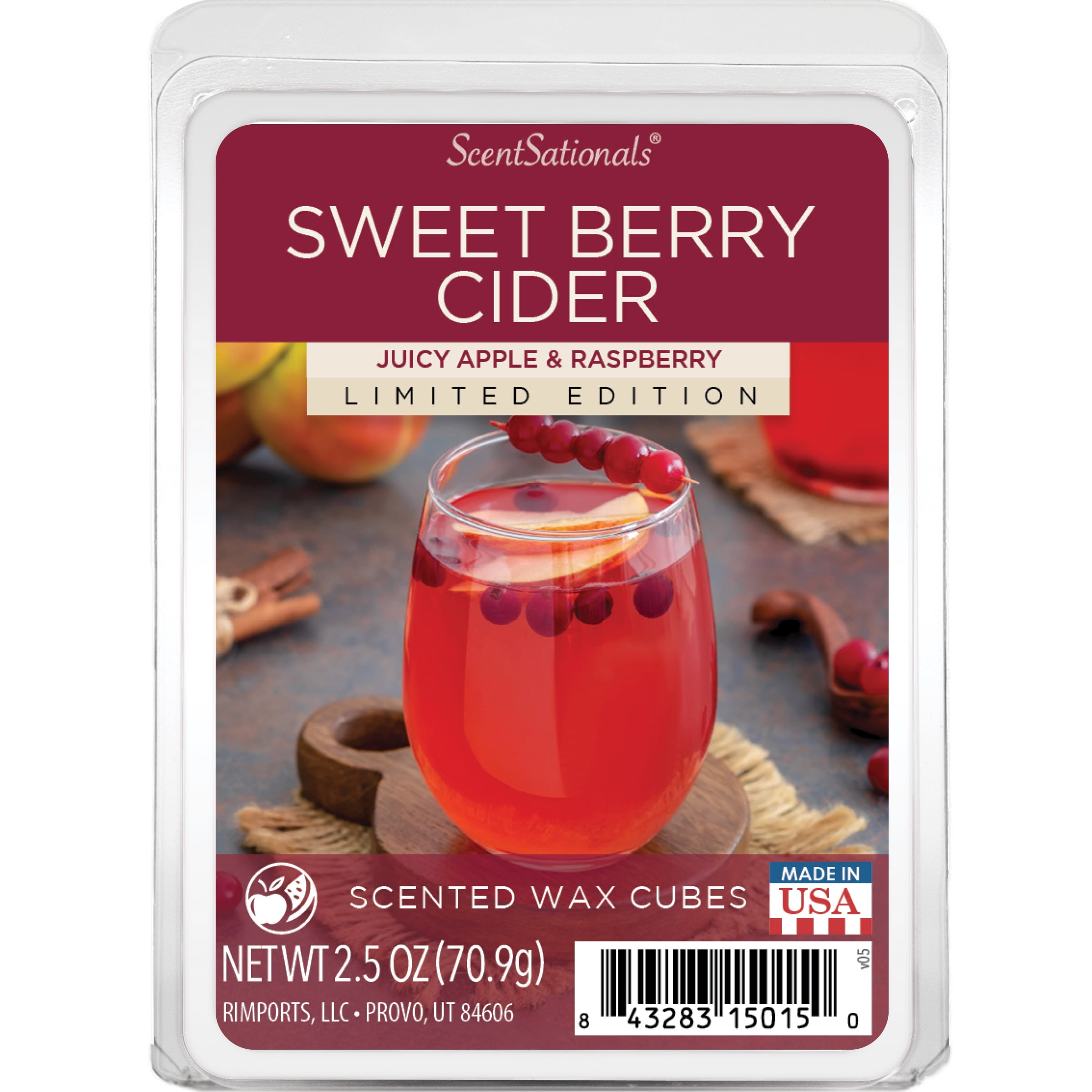 ScentSationals Sweet Berry Cider Scented Wax Melts, 2.5 oz, Fragranced ...