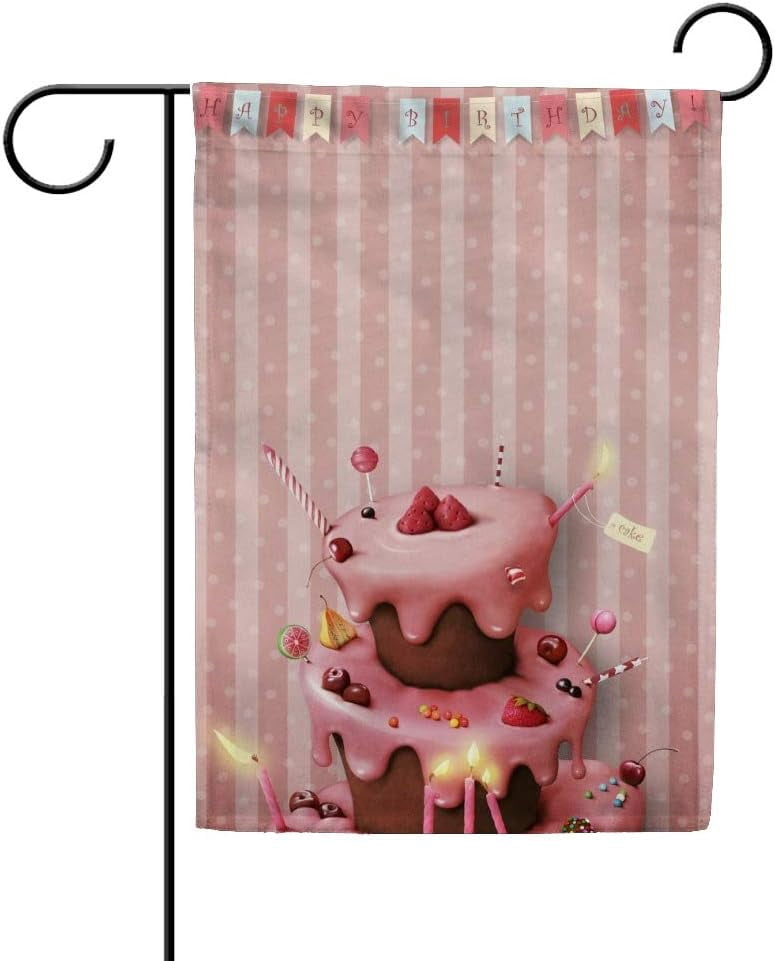 Sweet Birthday Cake Candy Berries Double Sided Garden Flag 12x18 inch ...