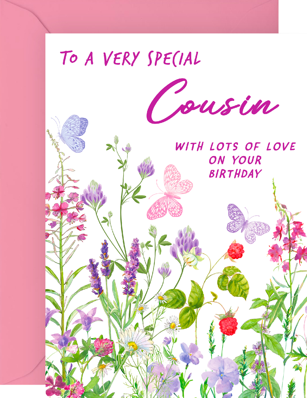 Sweet Birthday Card for Her - 'To A Very Special Cousin' - Floral Greeting Card for Female ...