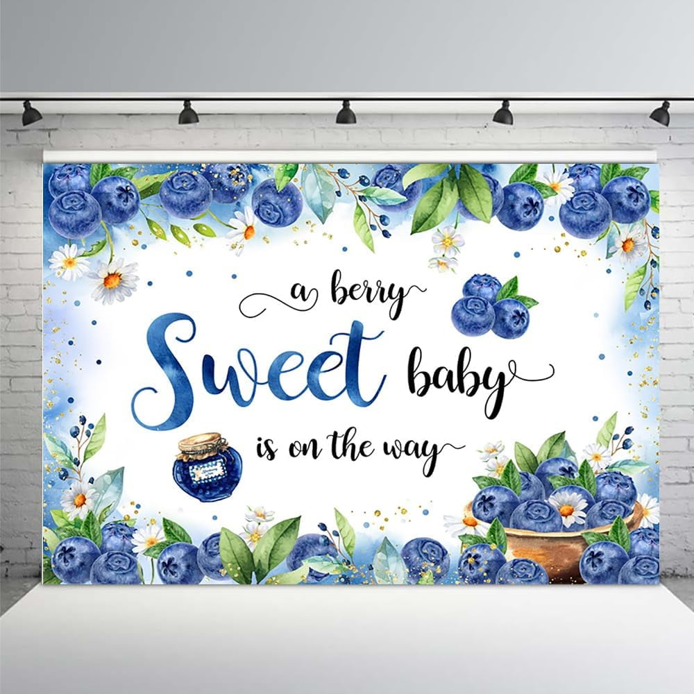 Sweet Blueberry Baby Shower Backdrop for Boy Baby Shower Decorations a ...