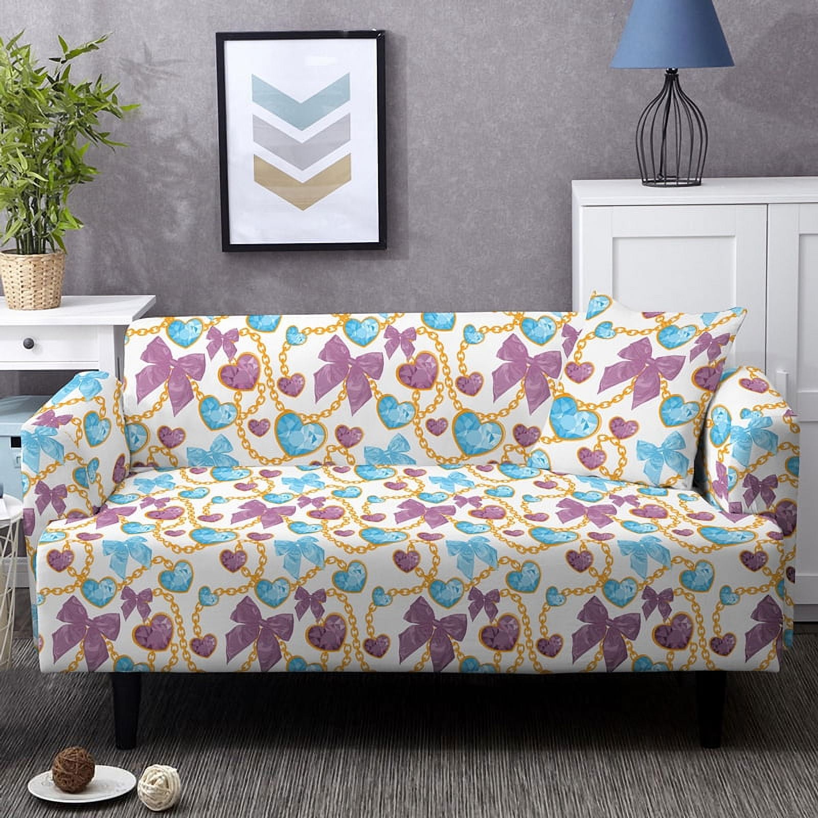 Sweet Bow Couch Cover For L Shape Combination Sofas Slip-Resistant ...