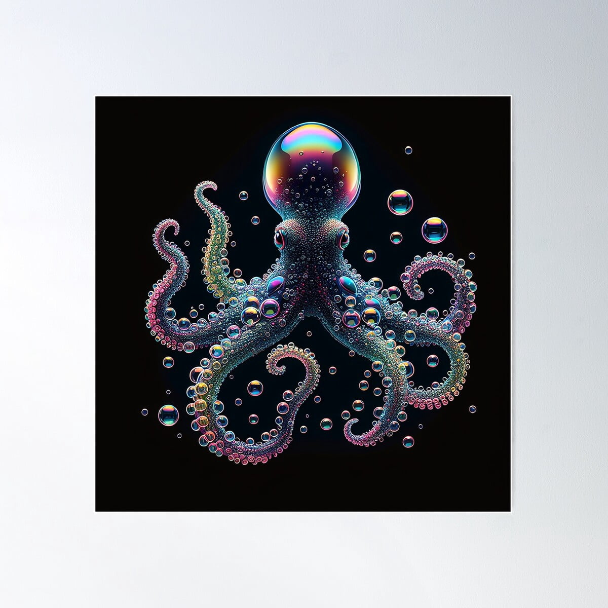 Sweet Bubble Octopus Poster Wall Art, Modern Wall Decor For Living Room ...