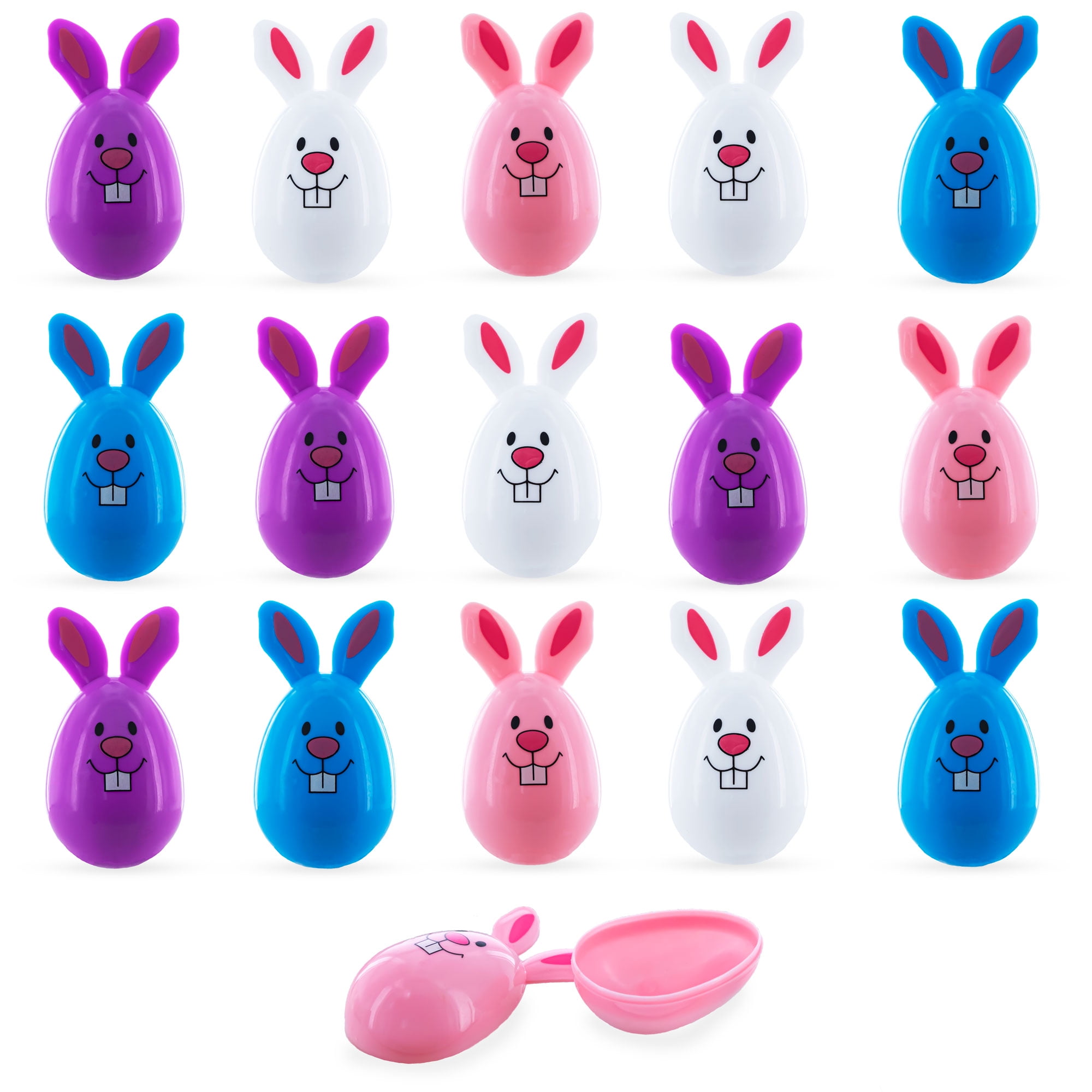 Set of 16 Fillable Rabbit-Shaped Plastic Easter Eggs 3.25 Inches ...