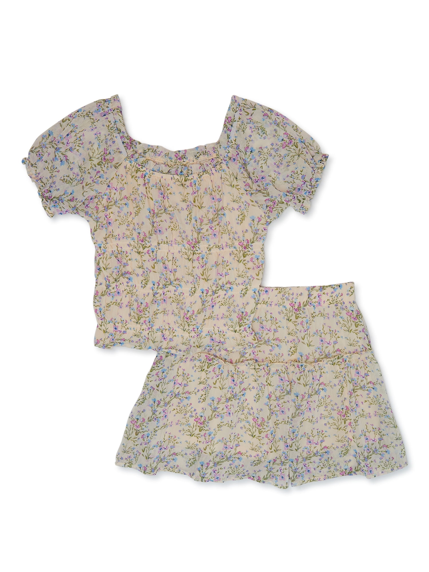 Sweet Butterfly Girls 2 Piece Outfit Set With Skirt, Sizes 4-16 ...