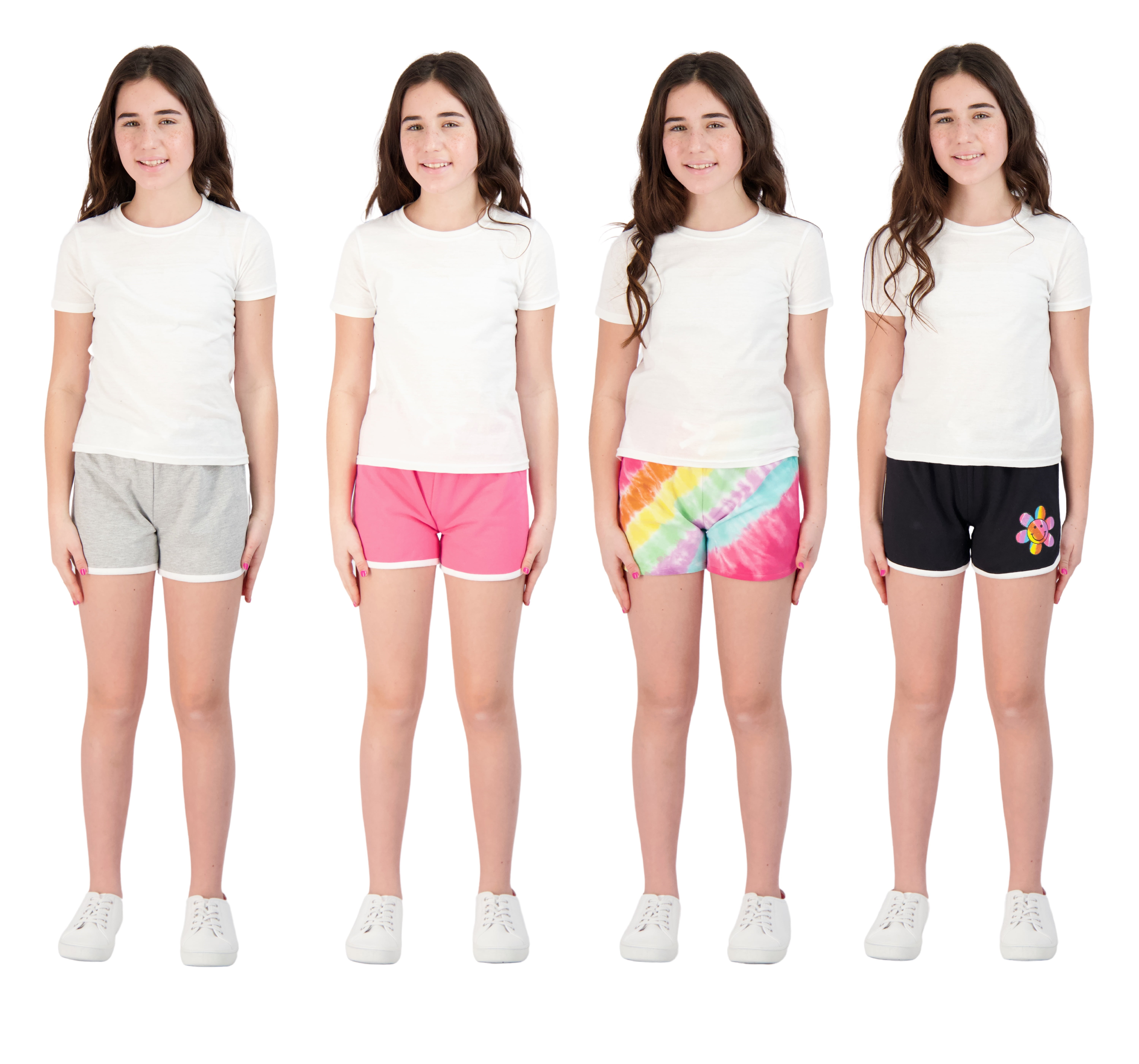 Sweet Butterfly Girls' 4 Pack Dolphin Shorts, Lightweight, 100% Cotton ...