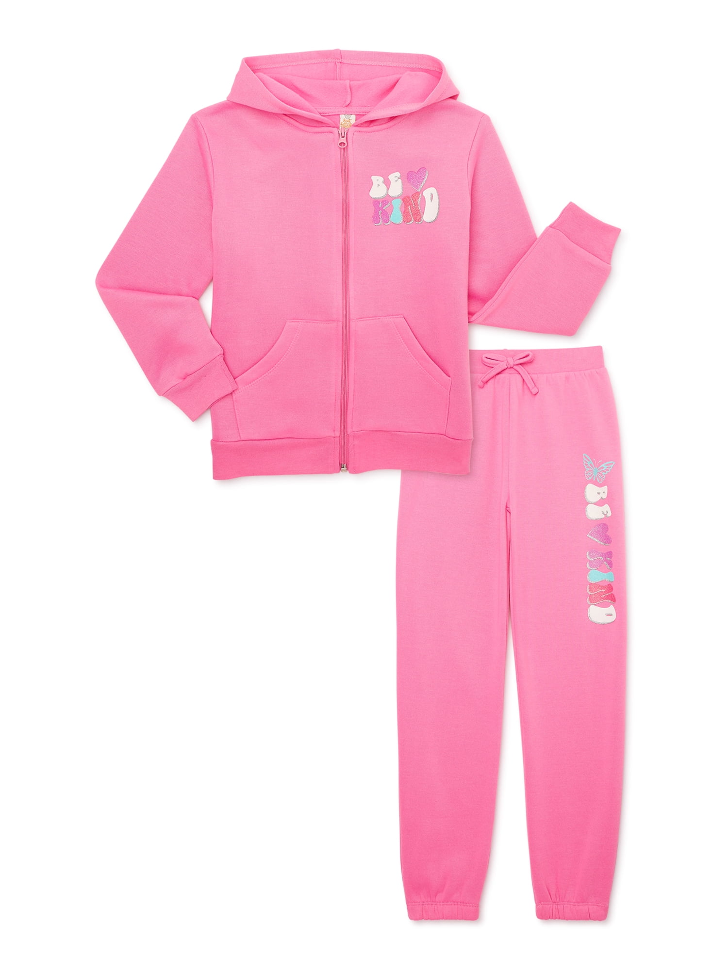 Sweet Butterfly Fleece Hoodie & Joggers Set - Sizes 4-16 - Walmart.com