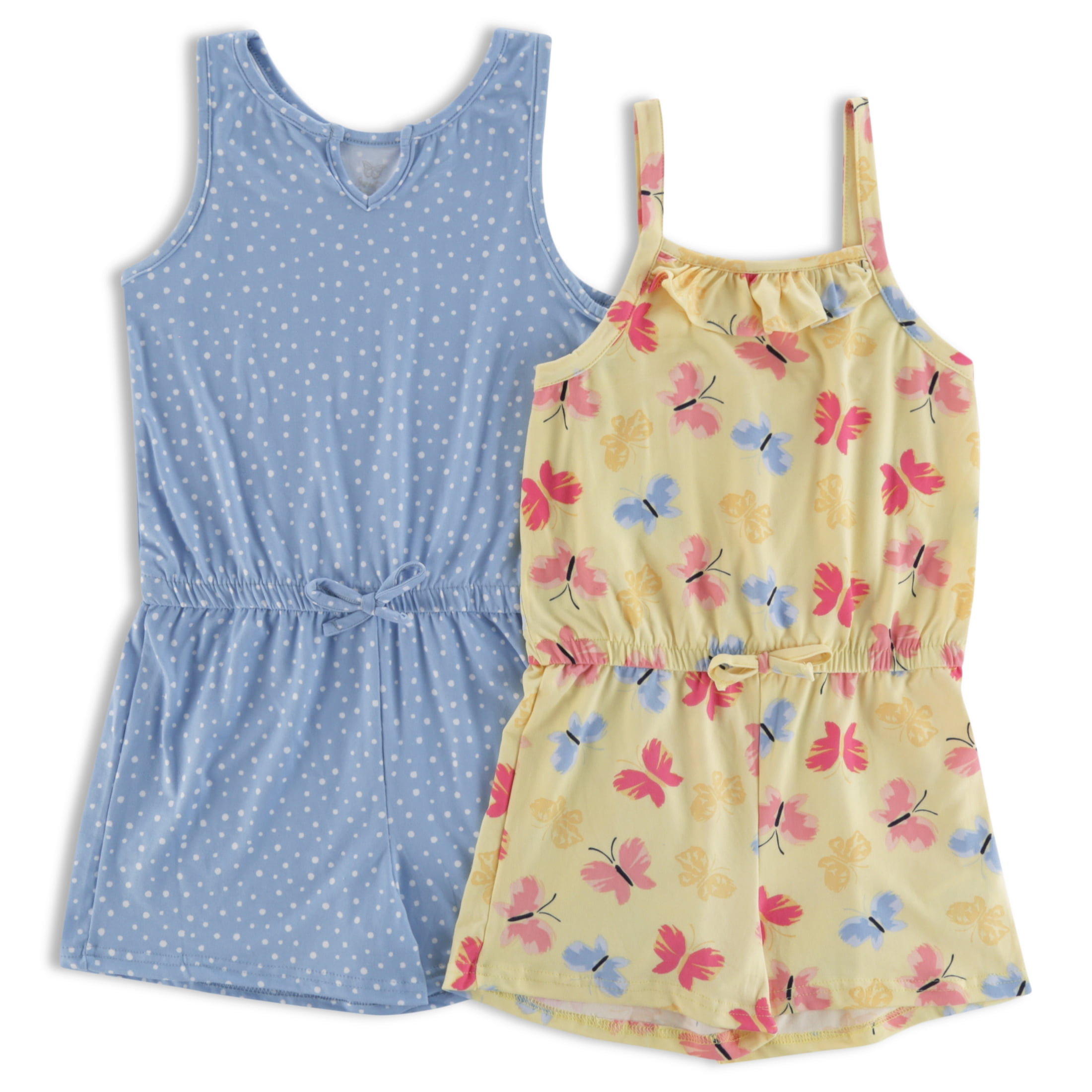 Sweet Butterfly Girls’ Printed Knit Rompers, 2-Pack, Sizes 4-16 ...