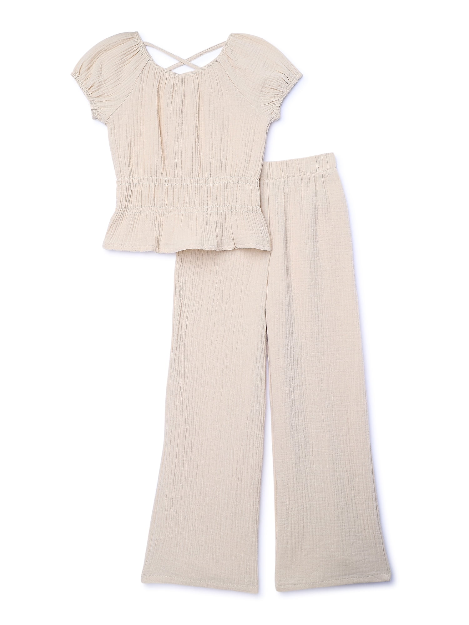 Sweet Butterfly Girls Woven Short Sleeve Top and Palazzo Pants Outfit ...