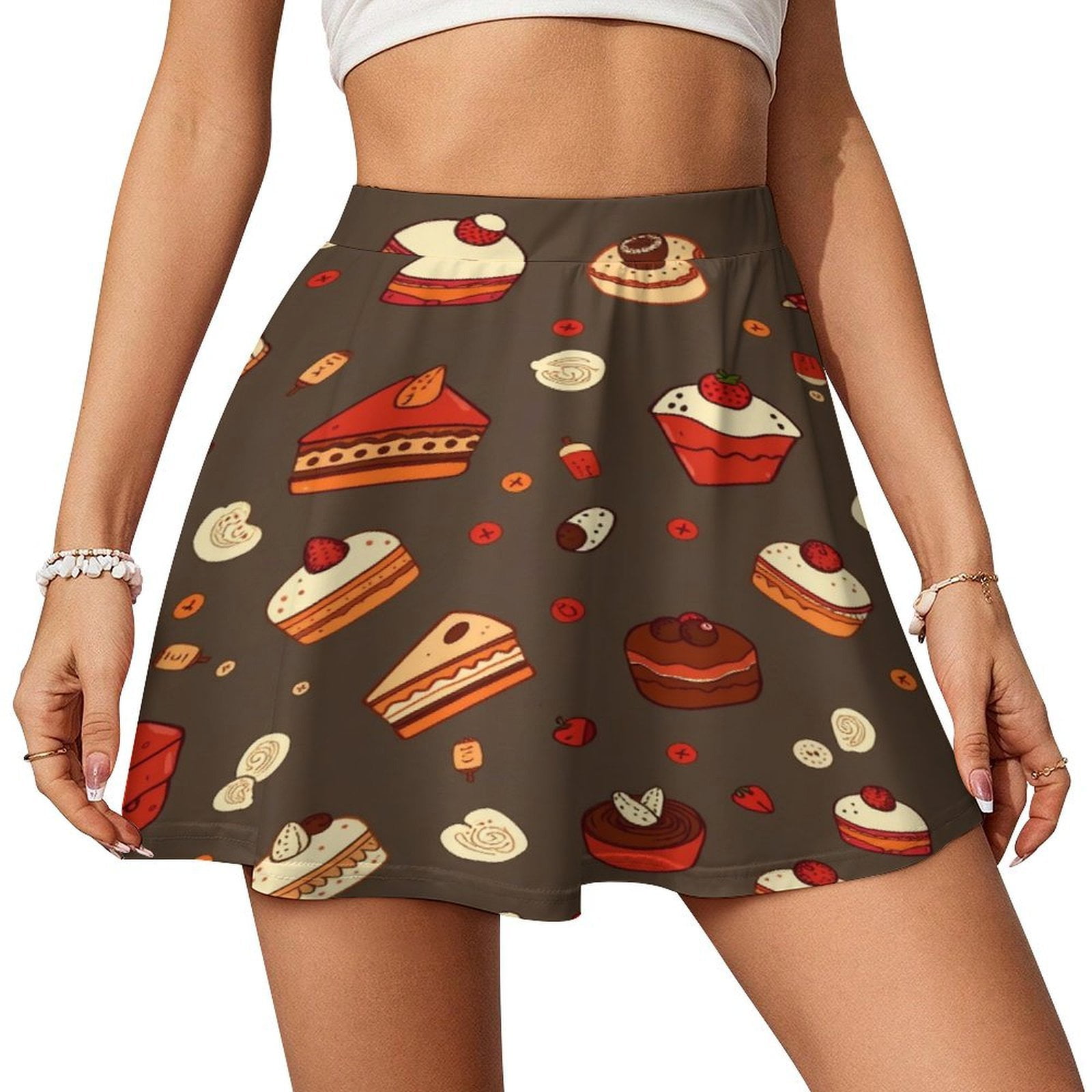 Sweet Cake Pattern Skirt Woman Cute Mini Skirts High Waist Pattern ...