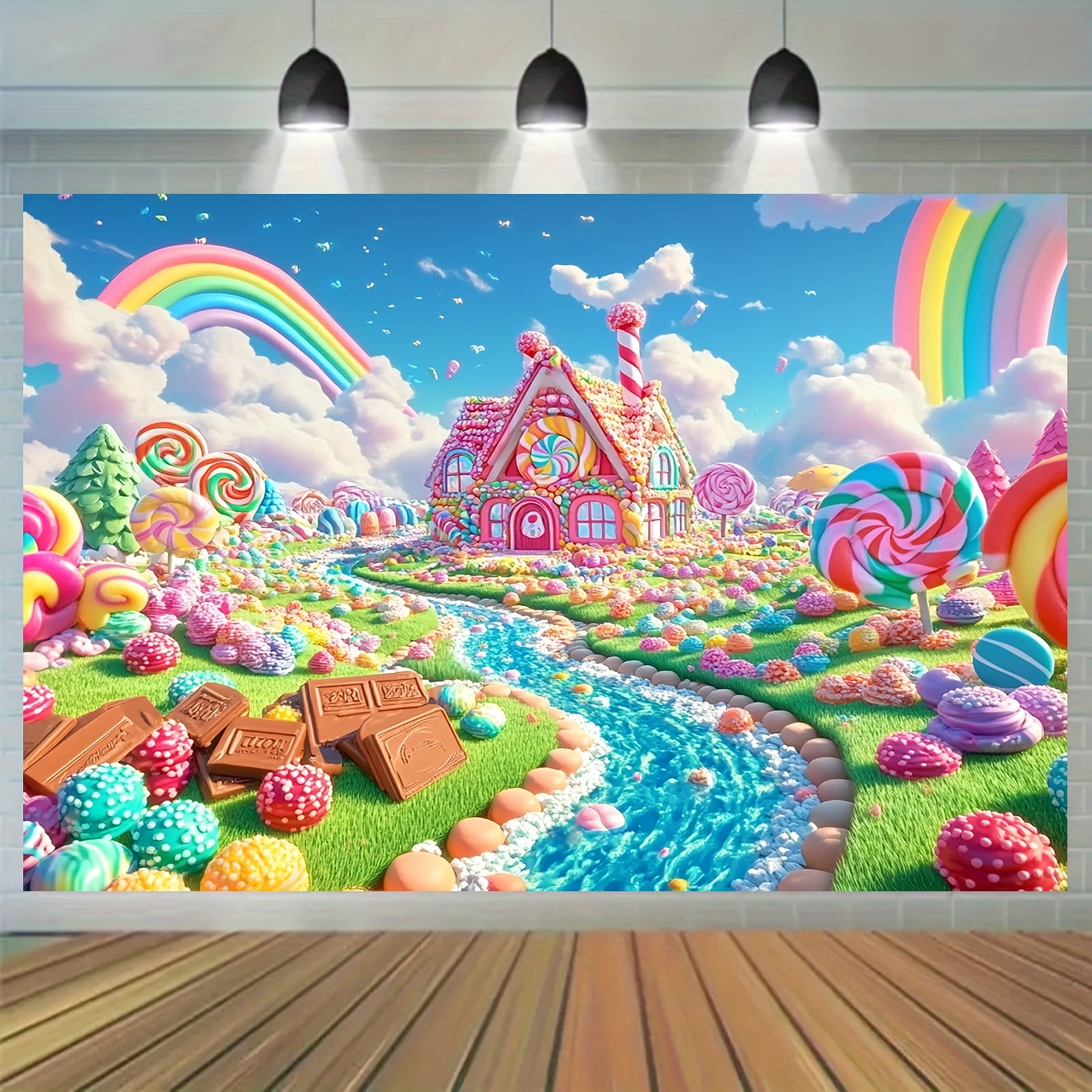 Sweet Candyland Backdrop Candy House Lollipop Tree Birthday Photography ...