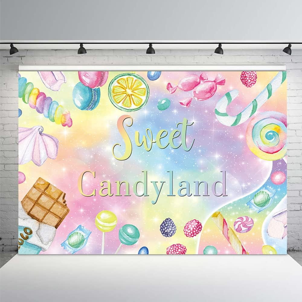 Sweet Candyland Backdrop Girls 1st First Birthday Decoration Lollipop ...
