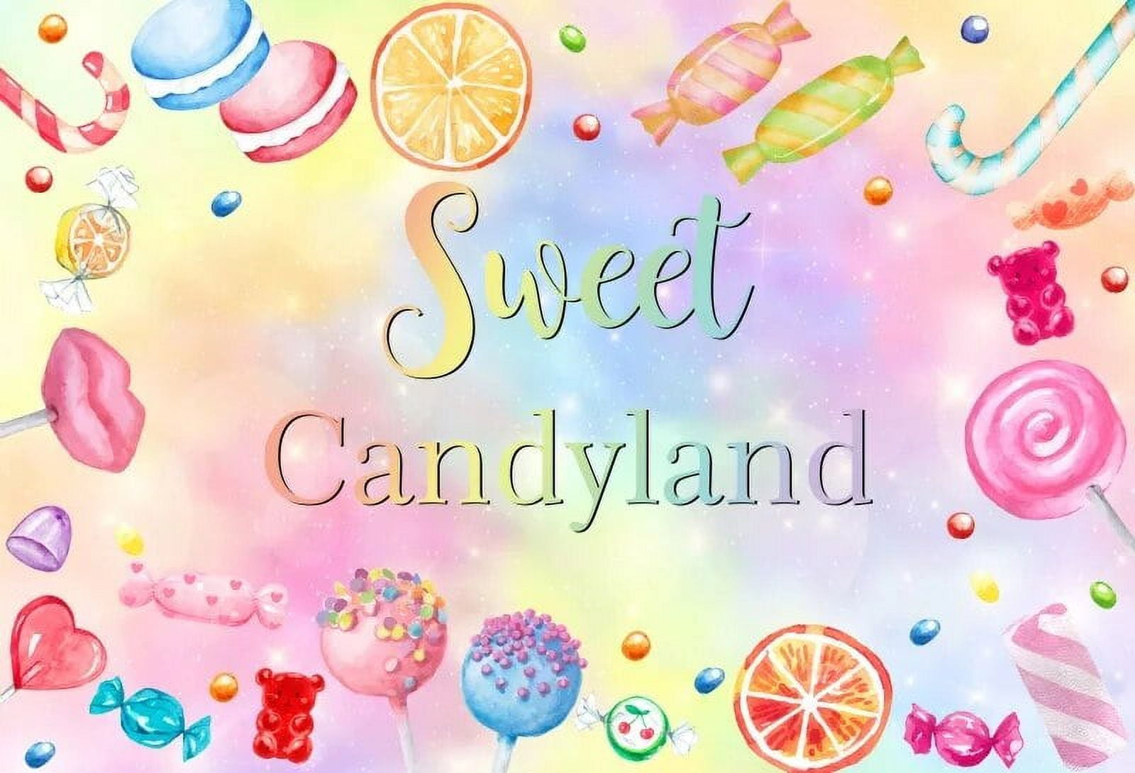 Sweet Candyland Backdrop Lollipop Macaron Glitter Kids Baby Birthday ...