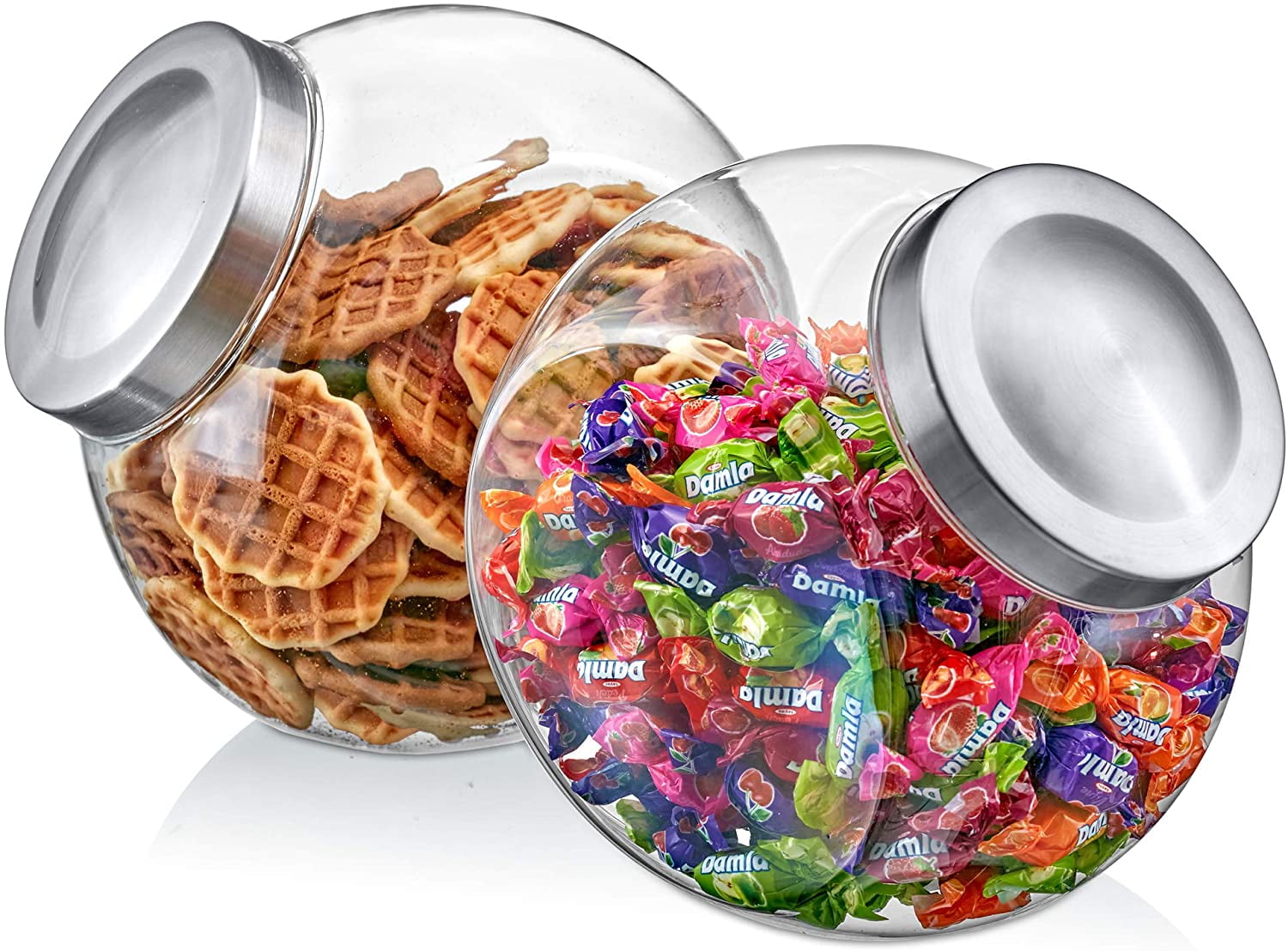 Sweet Caroline - 2-Pack 75-Ounce Plastic Candy Jar with Stainless Steel ...
