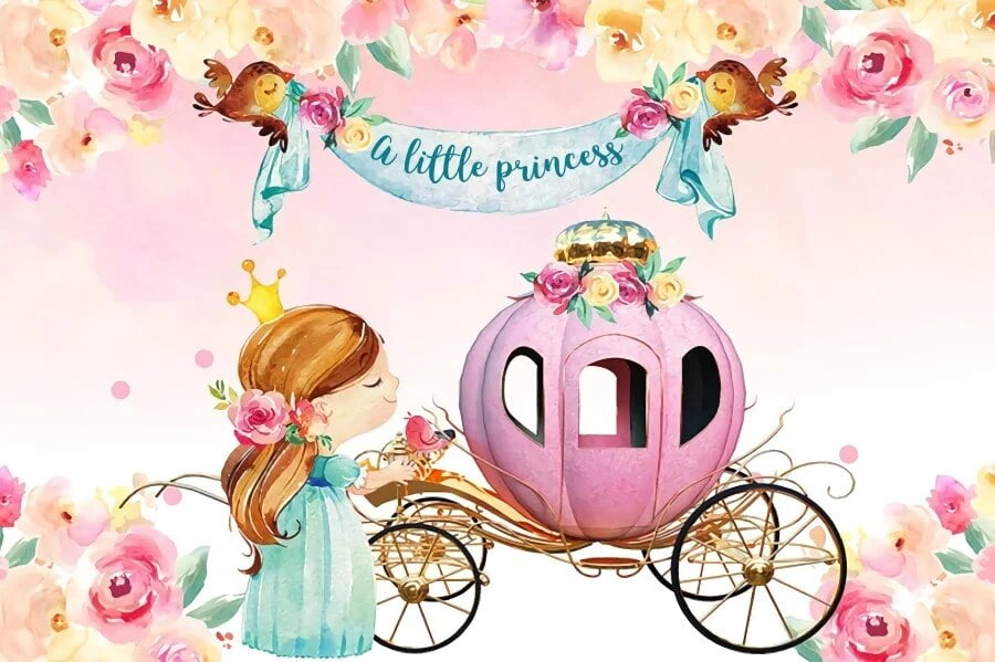 Sweet Carriage Flower Birthday Party Decor Poster Princess Photo ...