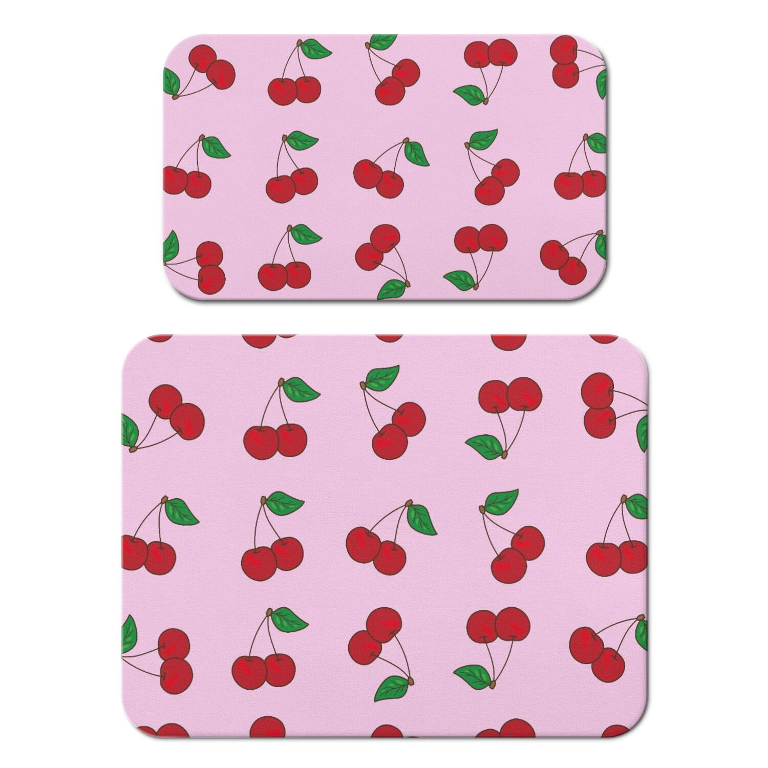 Sweet Cherry Lover Dish Drying Mat, Red and Pink Fruit Print Cute ...
