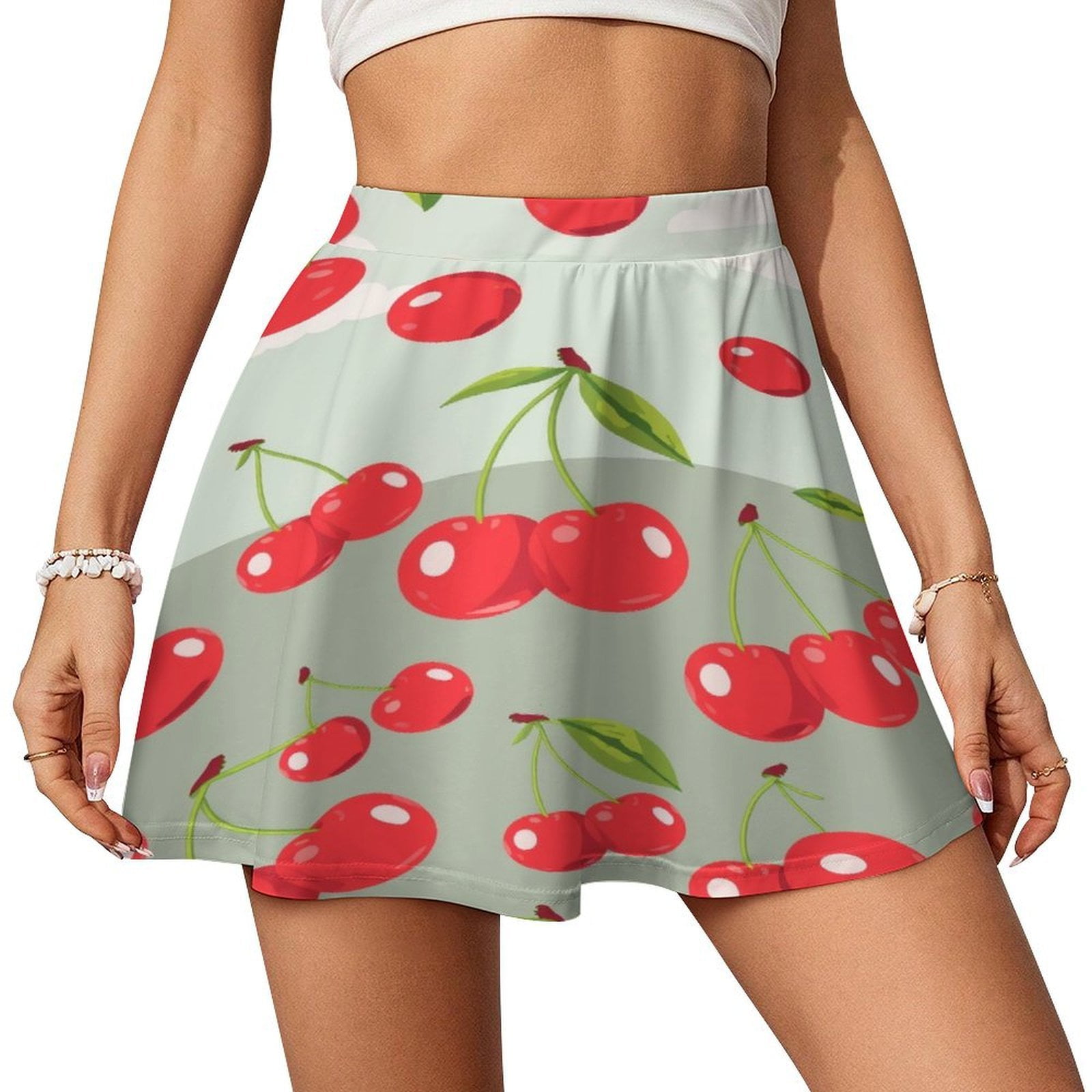 Sweet Cherry Pattern Skirt Woman Cute Mini Skirts High Waist Pattern ...