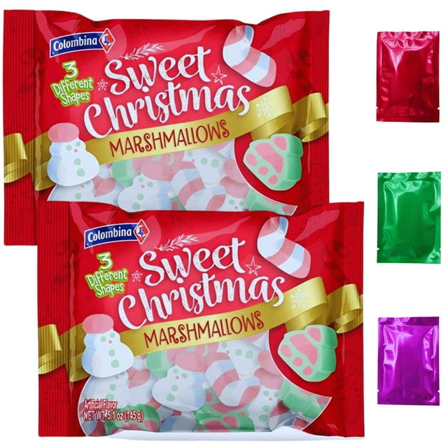 Sweet Christmas Marshmallows,5.1oz (2 Bags) Vanilla Flavored Pines Tree ...