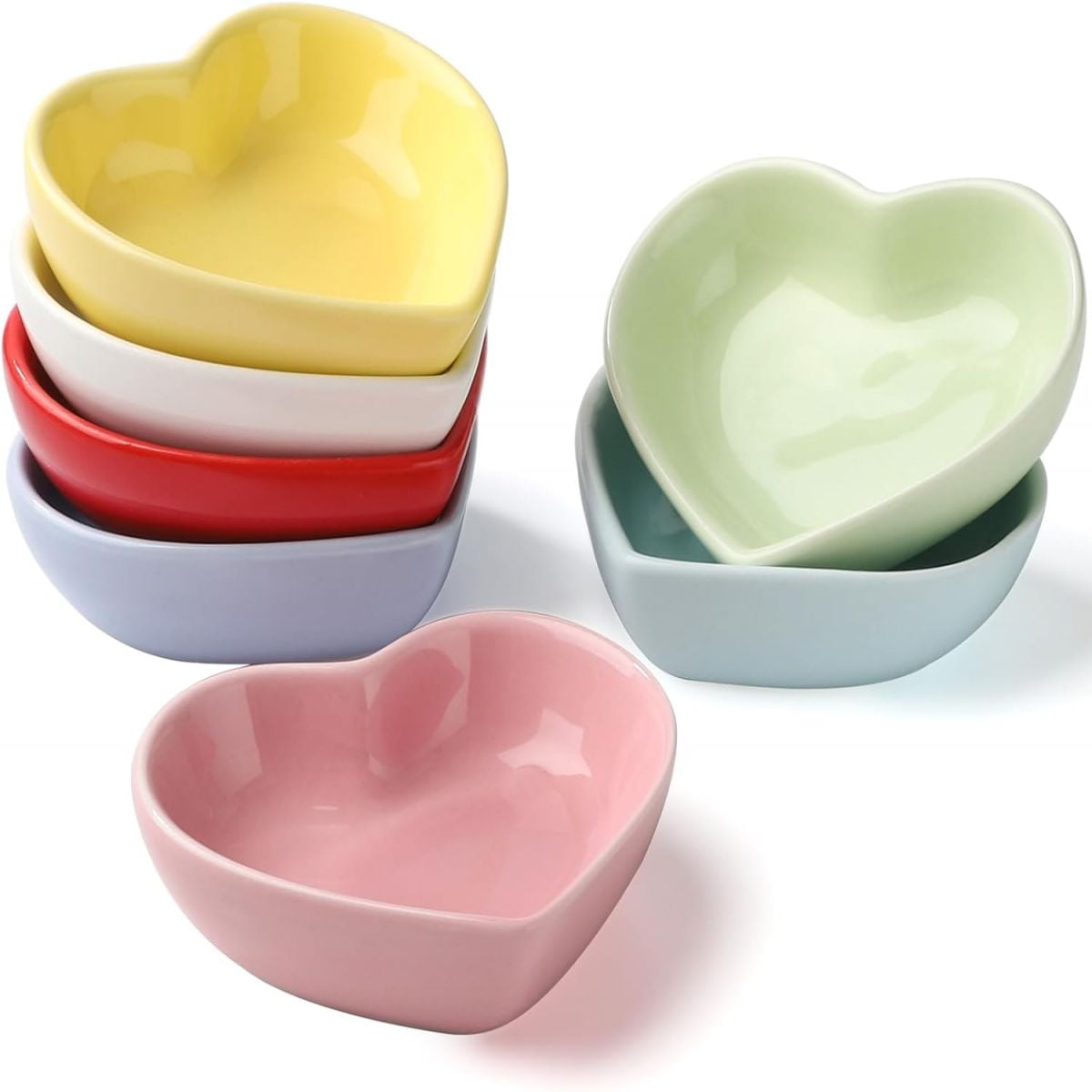 Sweet Color Heart-Shaped Ceramic Bowls, Sauce Dish With Stackable ...