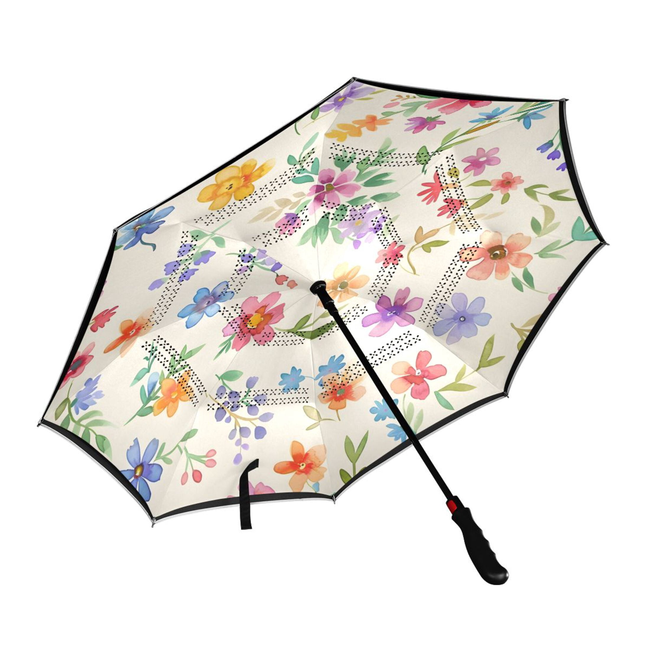 Sweet Colorful Florals Automatic Reverse Umbrella Parasol Inverted ...