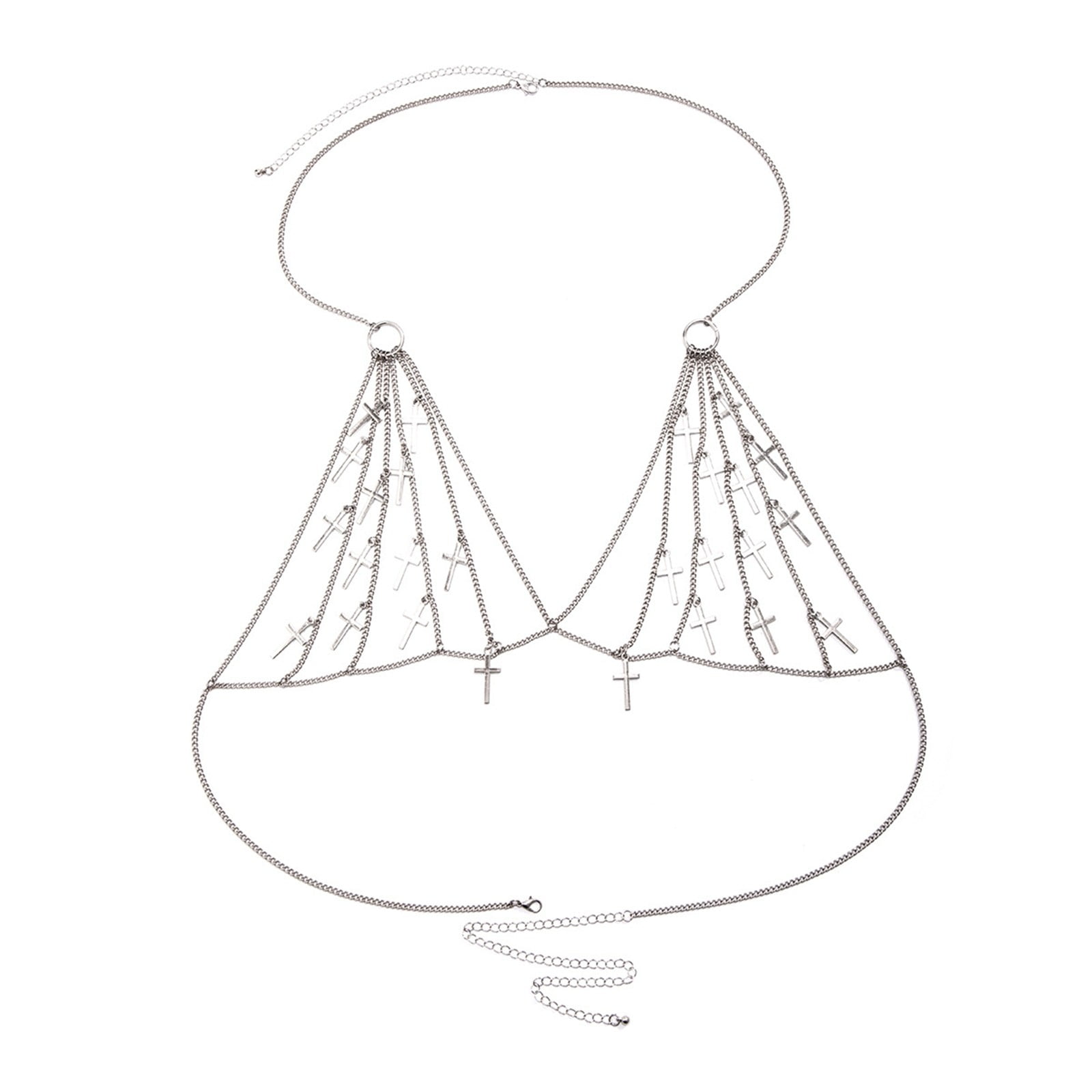 Sweet Cool Hottie Body Chain Cutout Fringe Bikini Chain Sexy Body Chain Multi Layer Silver Body