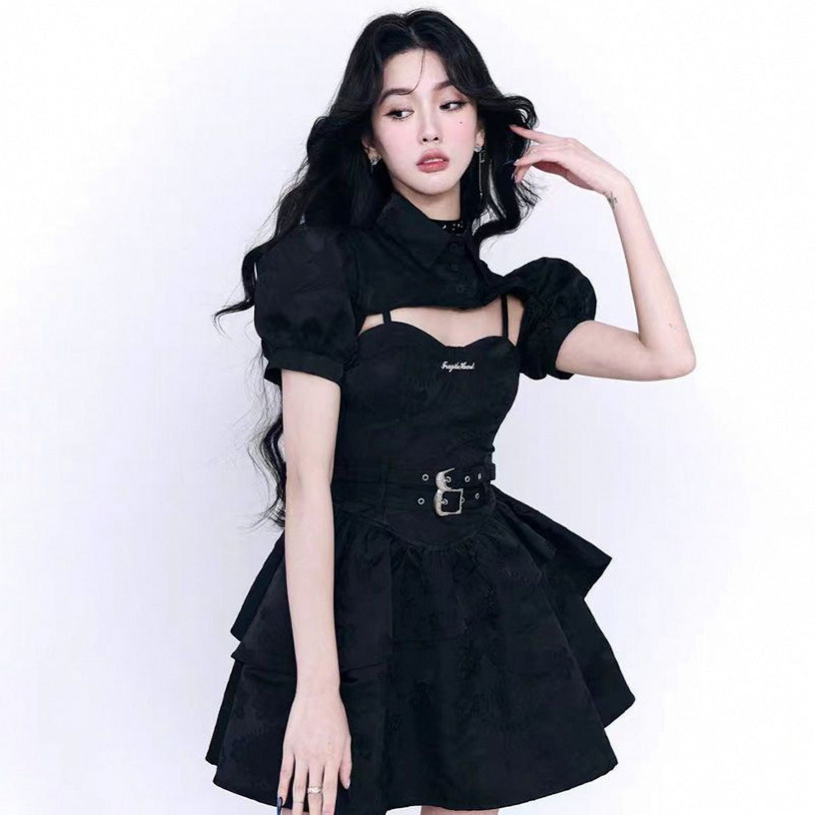 Sweet Cool Style Spice Girls Pure Want to Blow Street Puffy Little Black Dress Sexy Little Waist ...