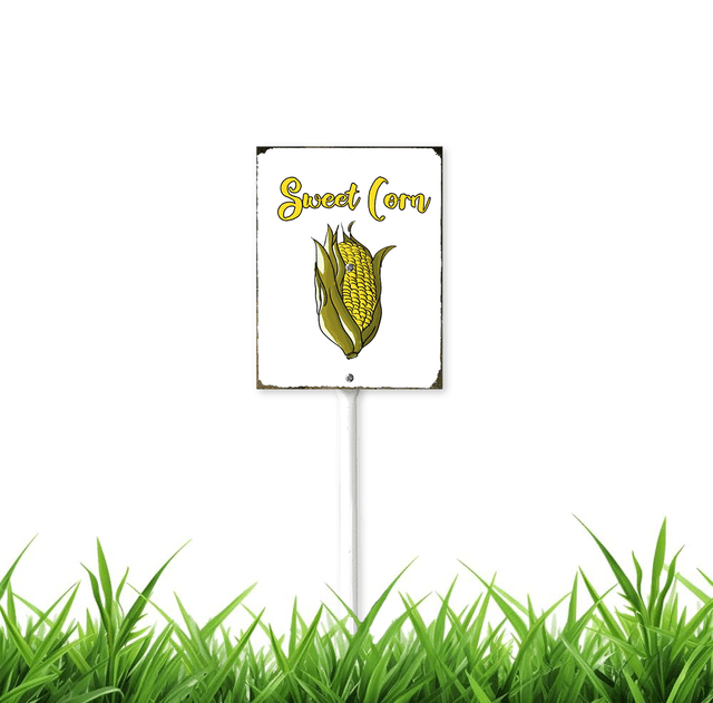 Sweet Corn Yard Sign with Stake 4.6x6 inch Aluminum Outdoor Decoration ...