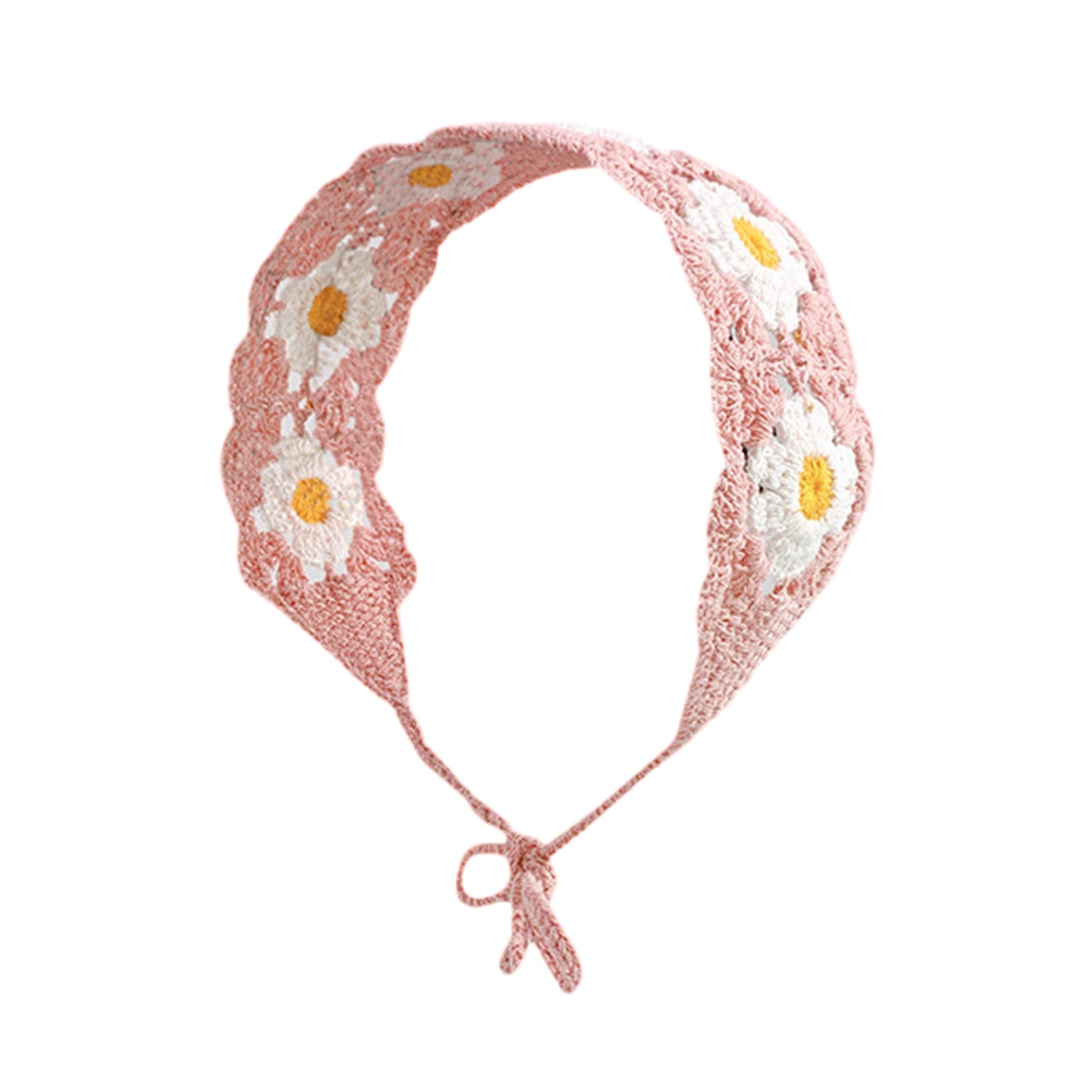 Sweet Crochet Turban Hollow Out Hair Kerchief Tie Back Headwrap Flower ...