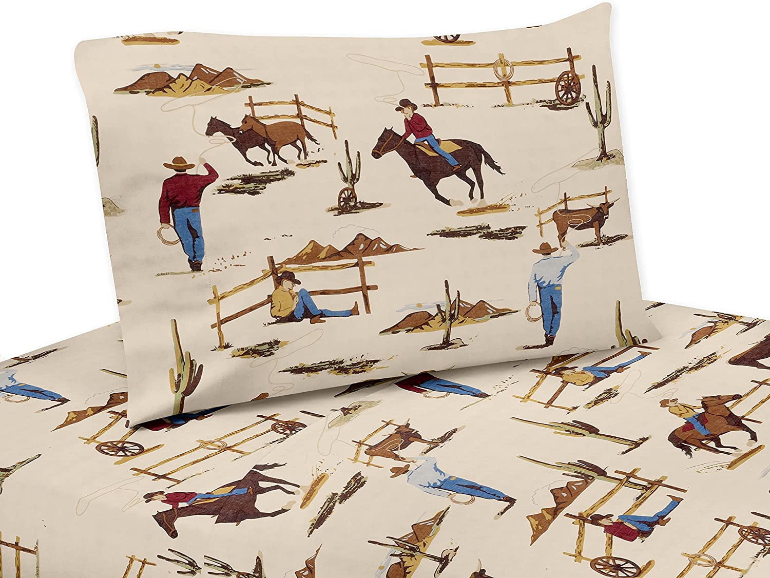 Sweet Designs 3pc Twin Sheet Set for Wild West Cowboy Childrens Bedding ...