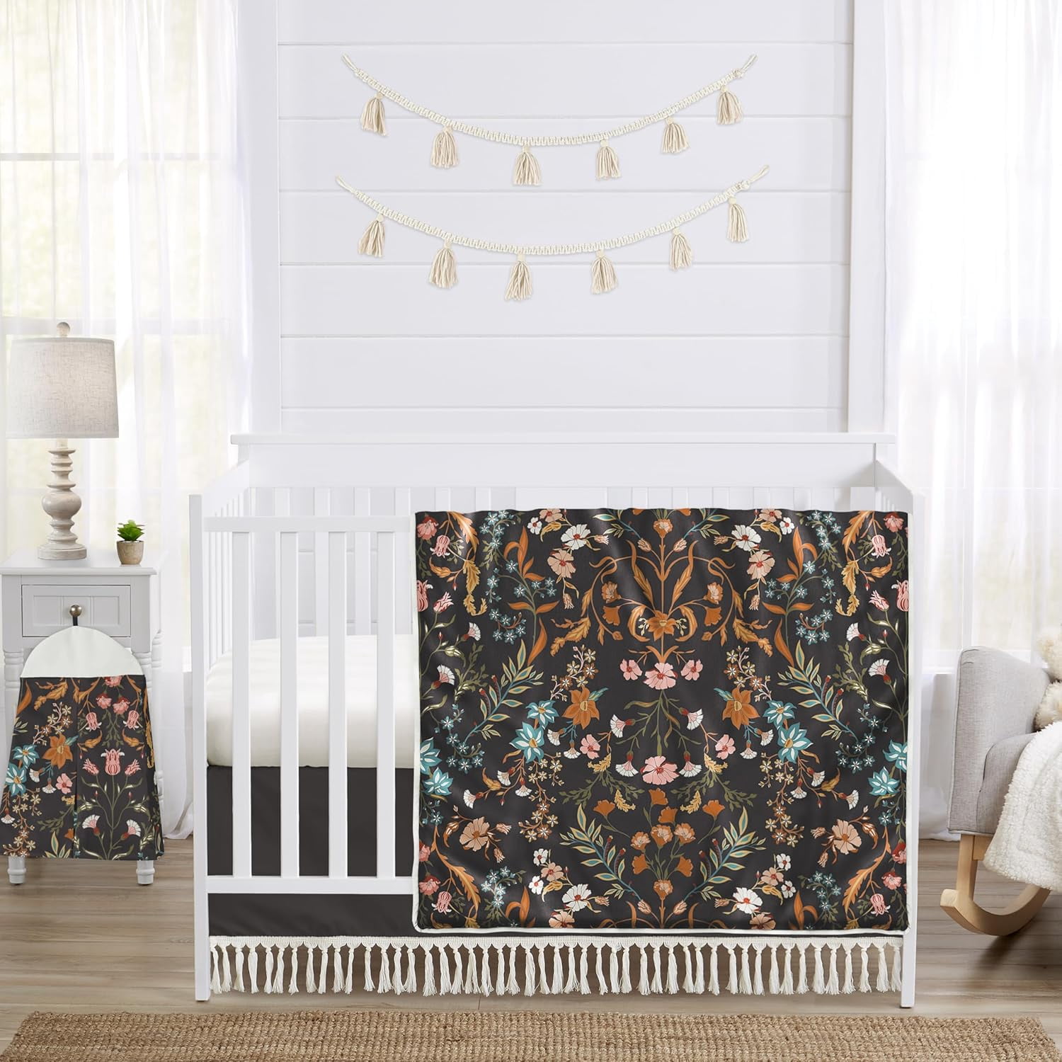 Sweet Designs Boho Watercolor Cactus Floral Baby Girl Crib Bedding Set ...