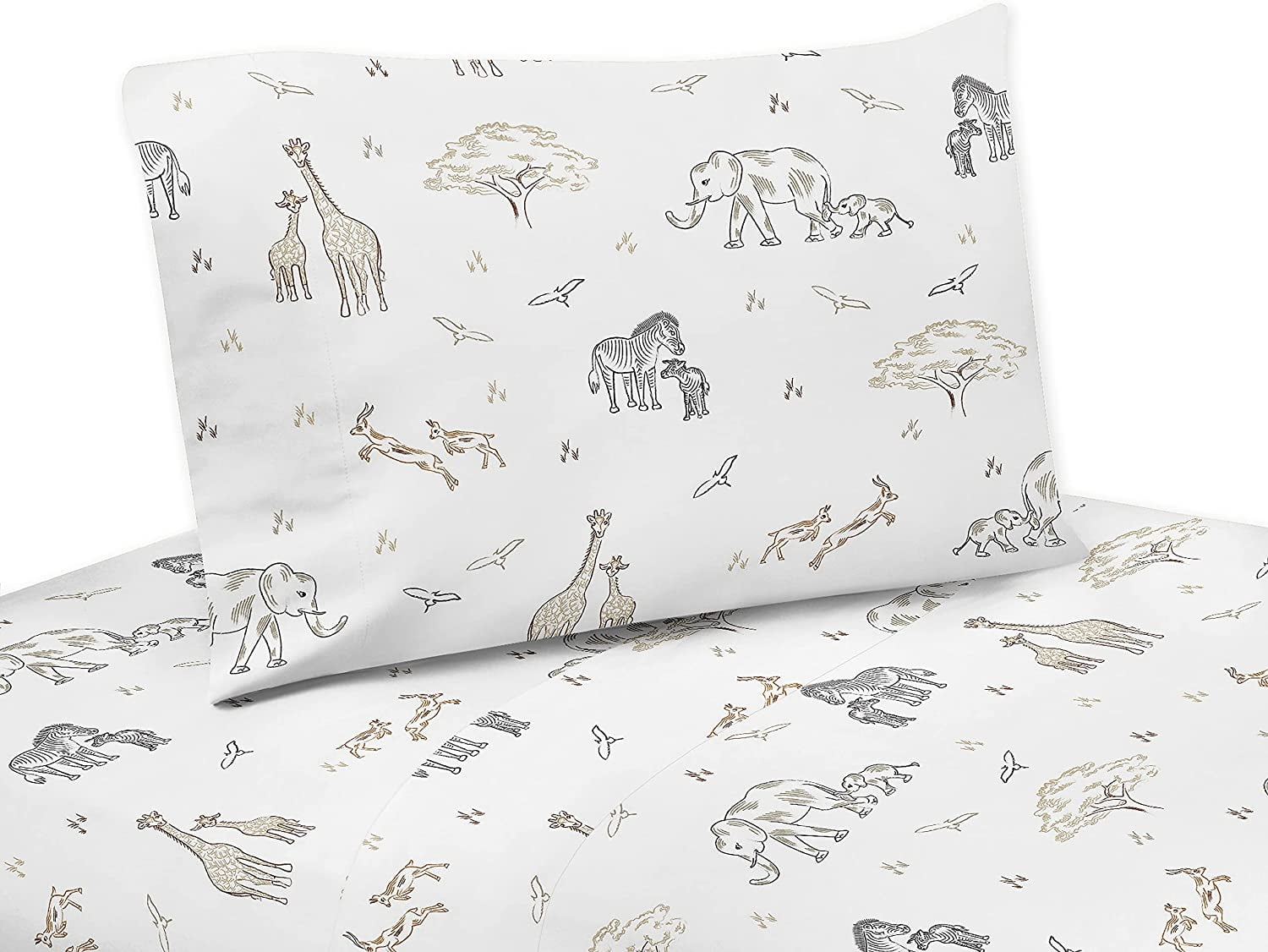 Sweet Designs Jungle Safari Animals Twin Sheet Set Tan Beige Brown ...