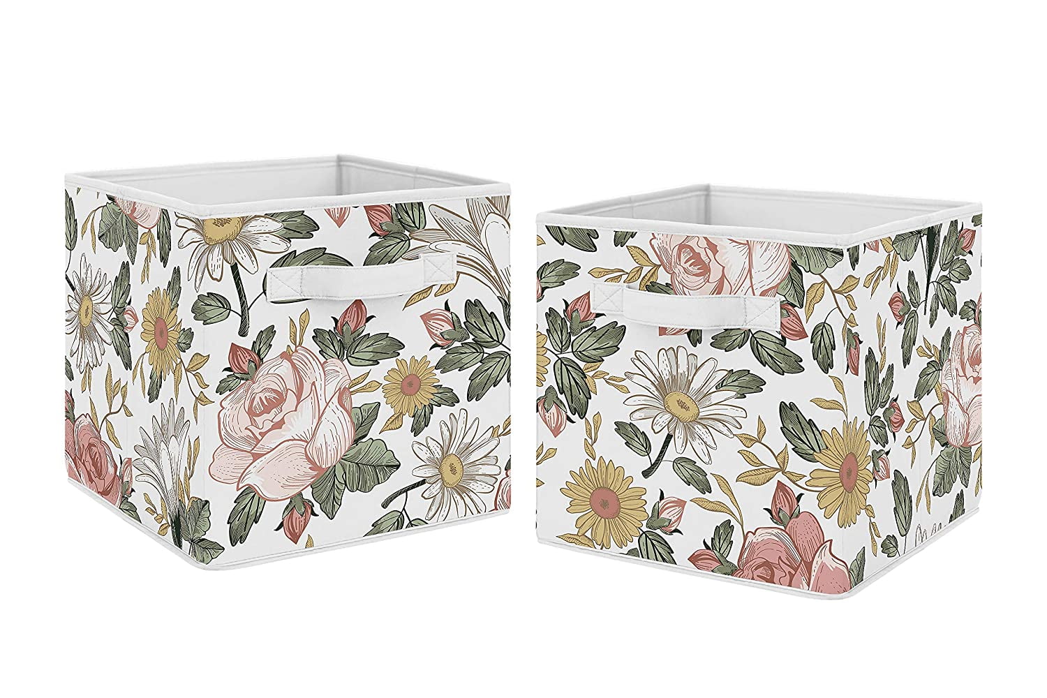Sweet Designs Vintage Floral Boho Foldable Fabric Storage Cube Bins ...