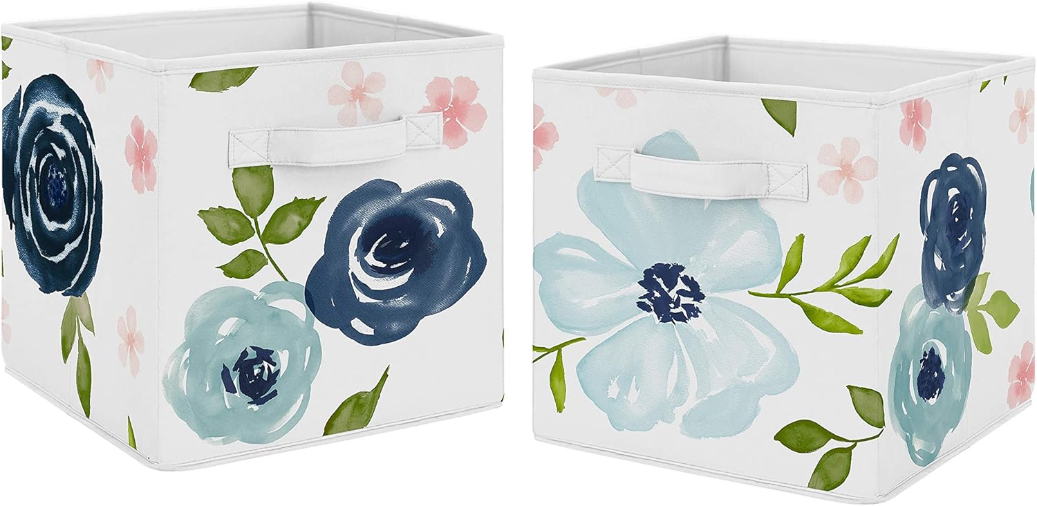 Sweet Designs Watercolor Floral Organizer Storage Bins for Collection ...