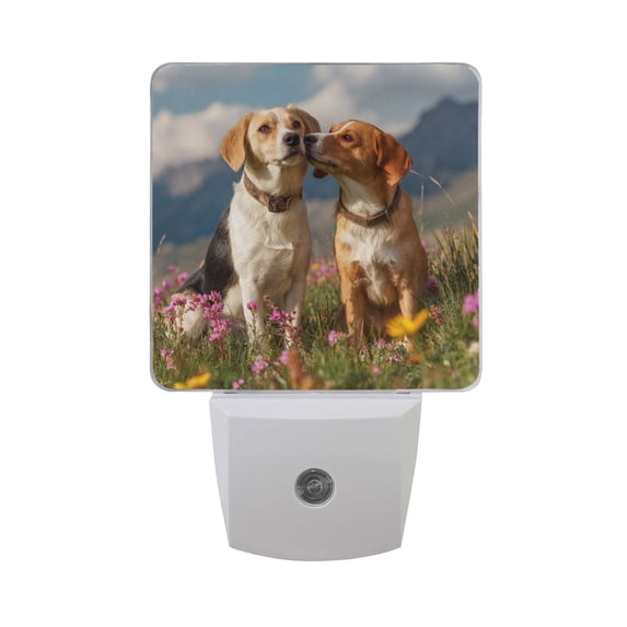 Sweet Dog Couple on Meadow Valentine LED Night Light Sensor Lamp Plug ...