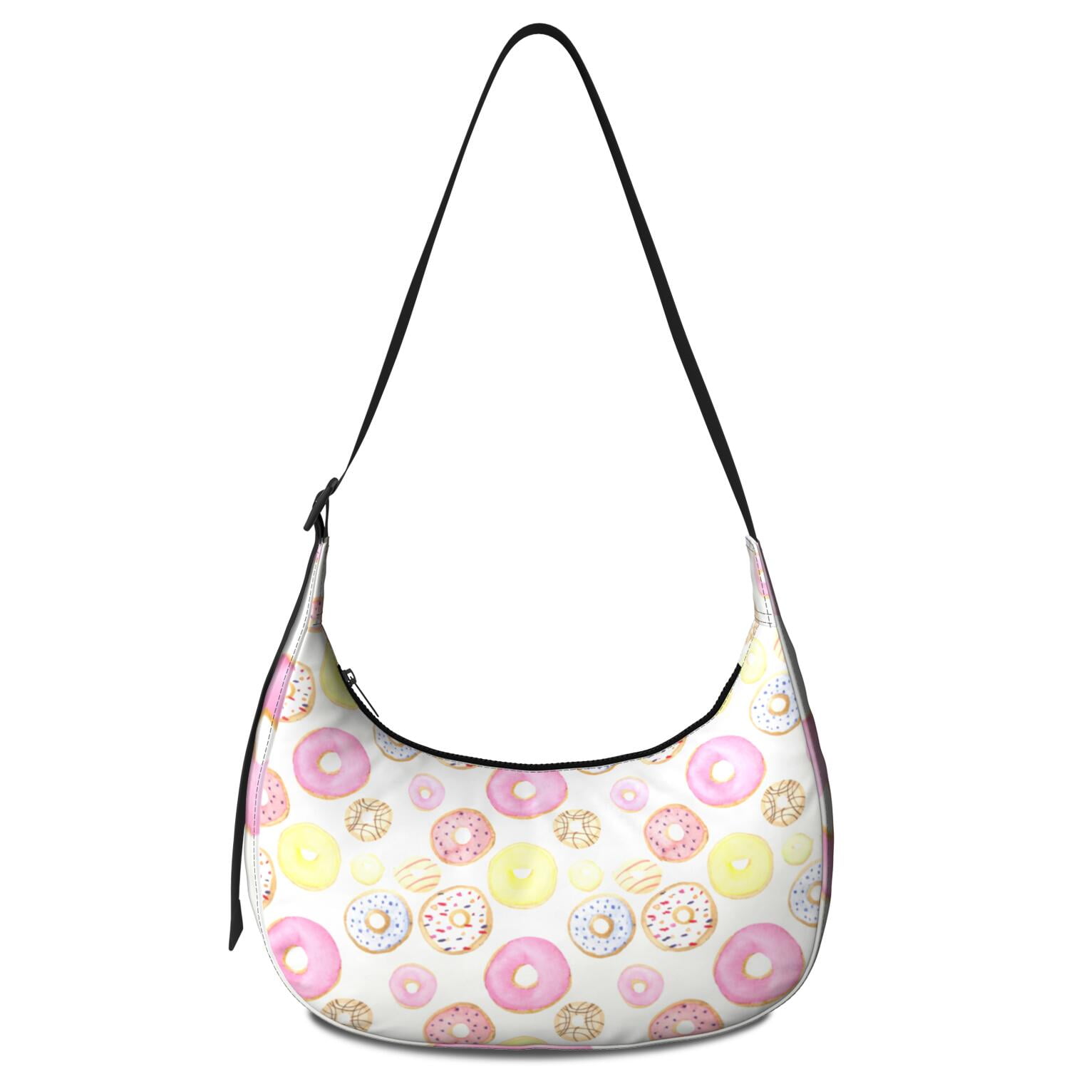 Sweet Donut Print Hobo Purse for Women, Colorful Dessert Crossbody Tote ...