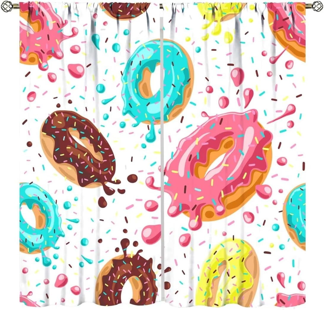 Sweet Donuts Curtains for Girls Bedroom Living Room,Cartoon Funny ...