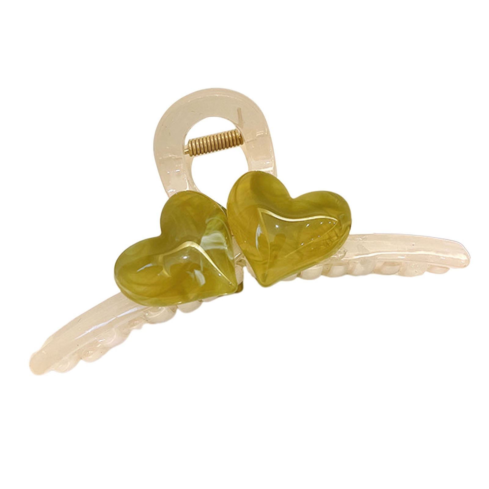 Sweet Double Heart Decor Hair Claw Large Shark Back Head Clip Thick ...