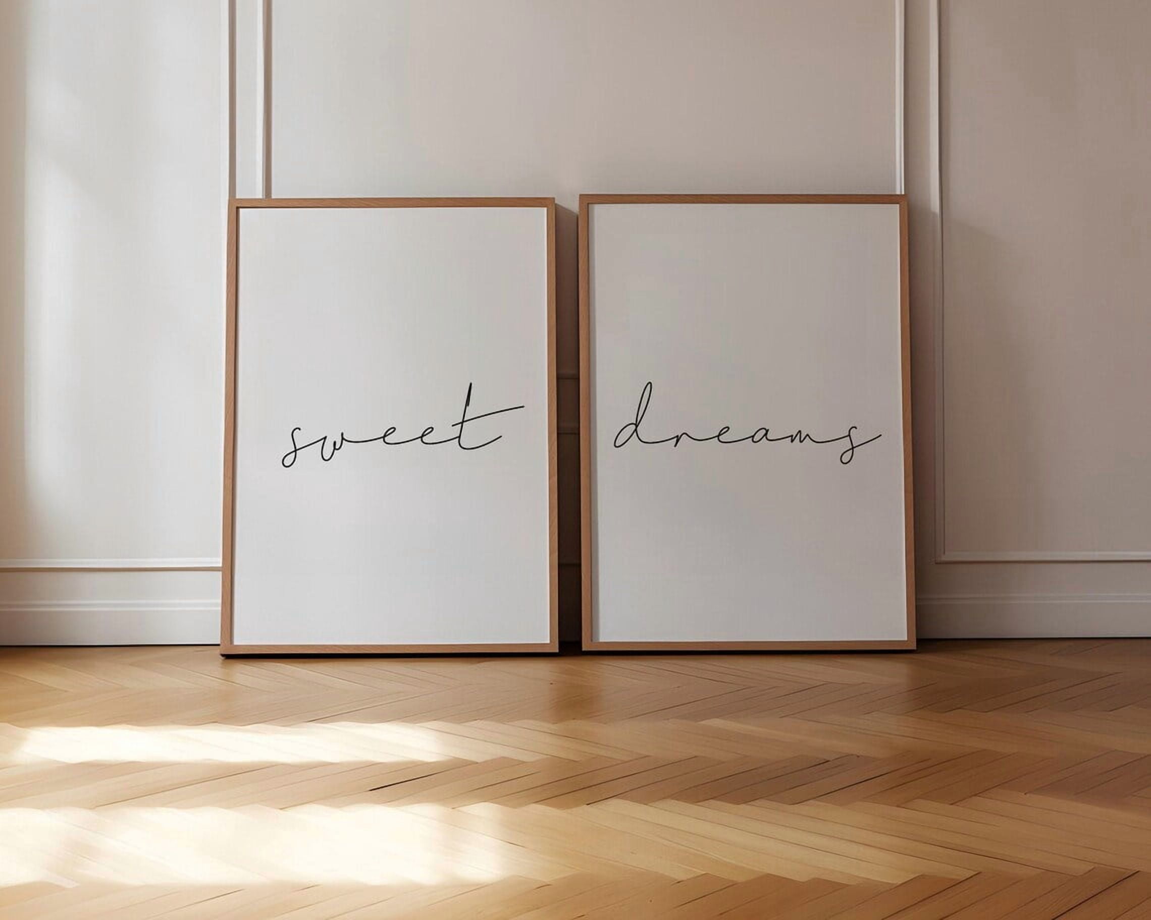 Sweet Dreams Art Print Set: Minimalist Bedroom Wall Decor, Size X ...