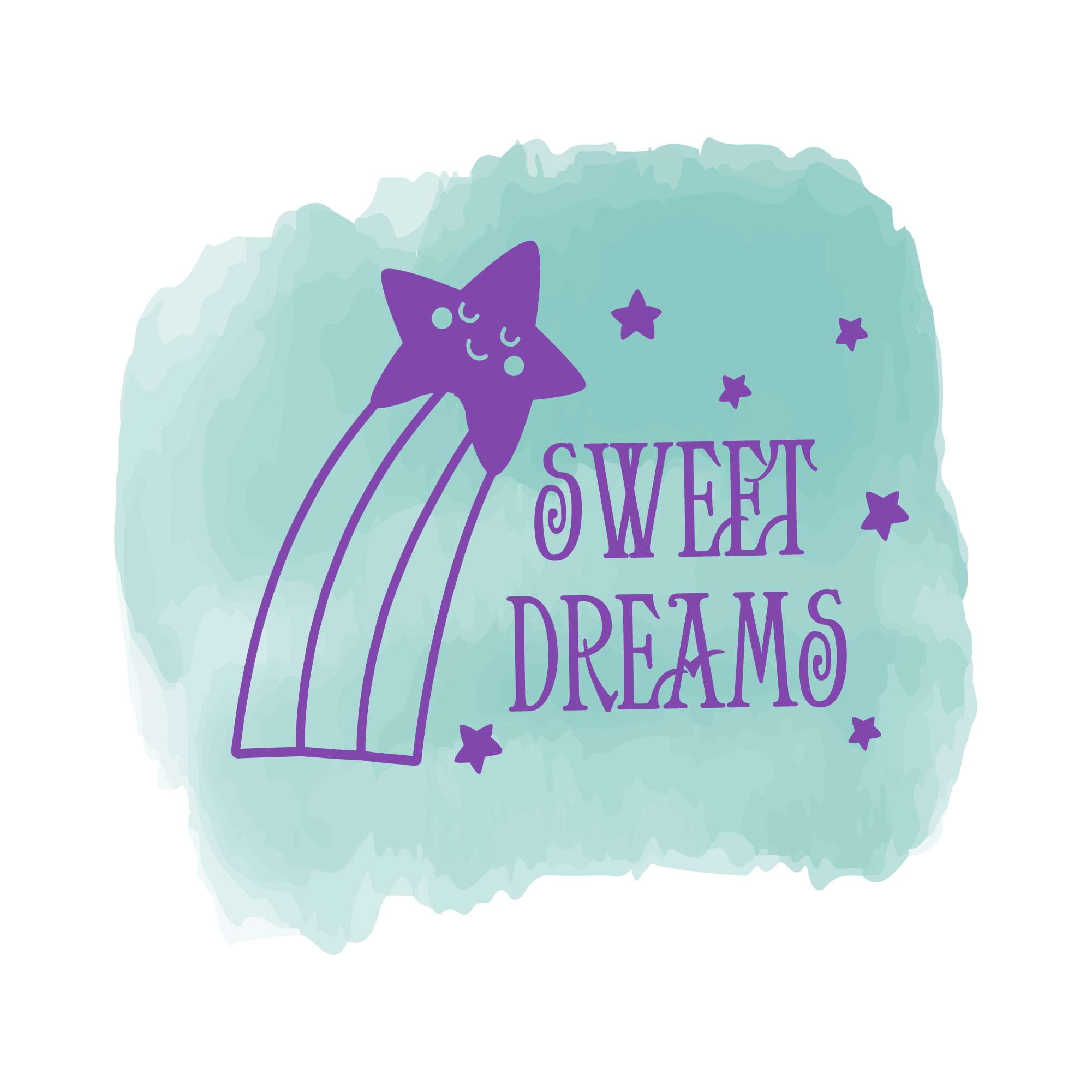 Sweet Dreams Cute Happy Star With Moon Quote Wall Design Wall Art ...