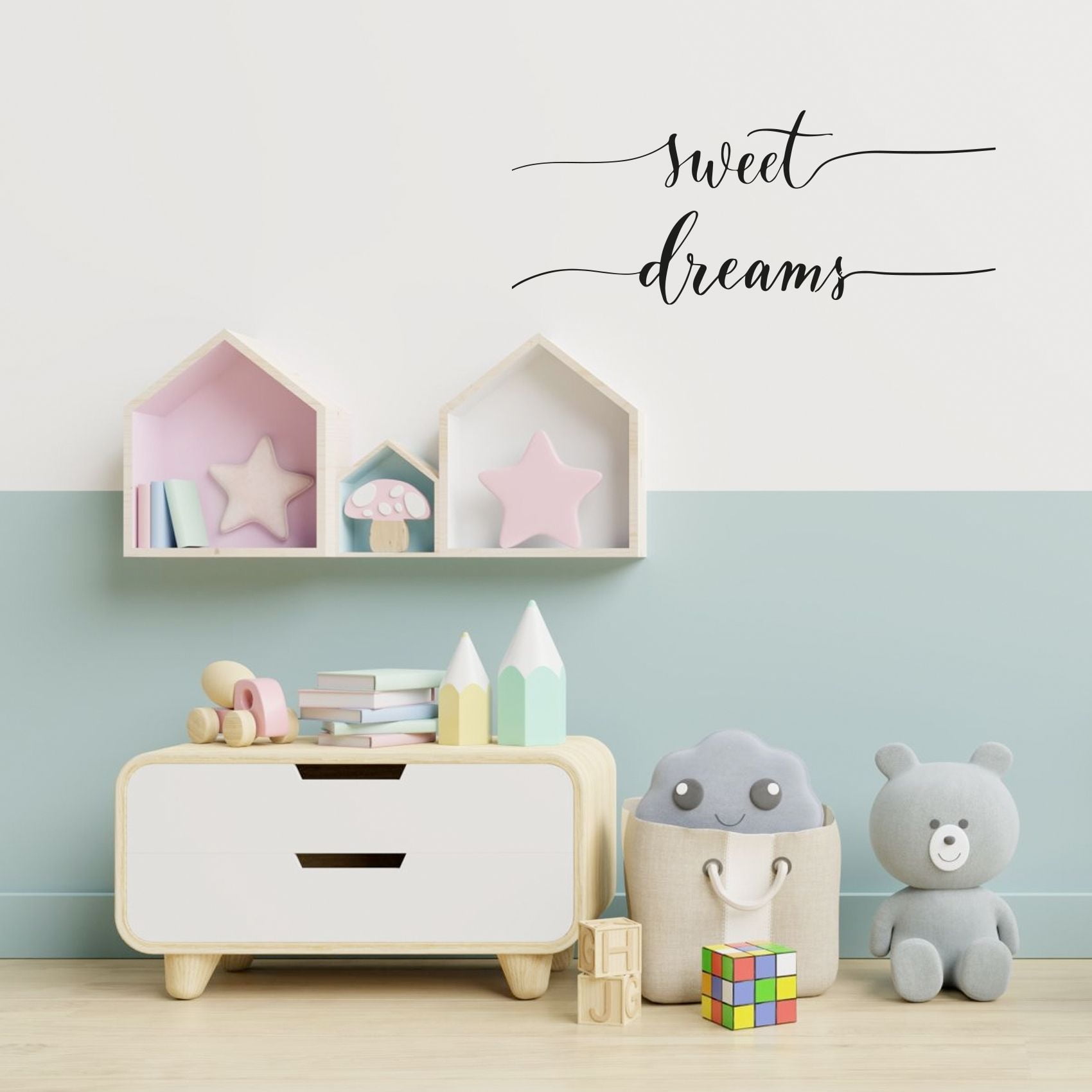 Sweet Dreams - Good Night Quotes Cute Cursive Writing Wall Decor Vinyl ...