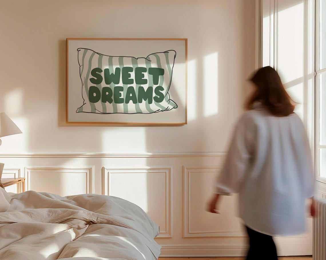 Sweet Dreams Poster Bedroom Print, Above Bed Art Horizontal Physical ...